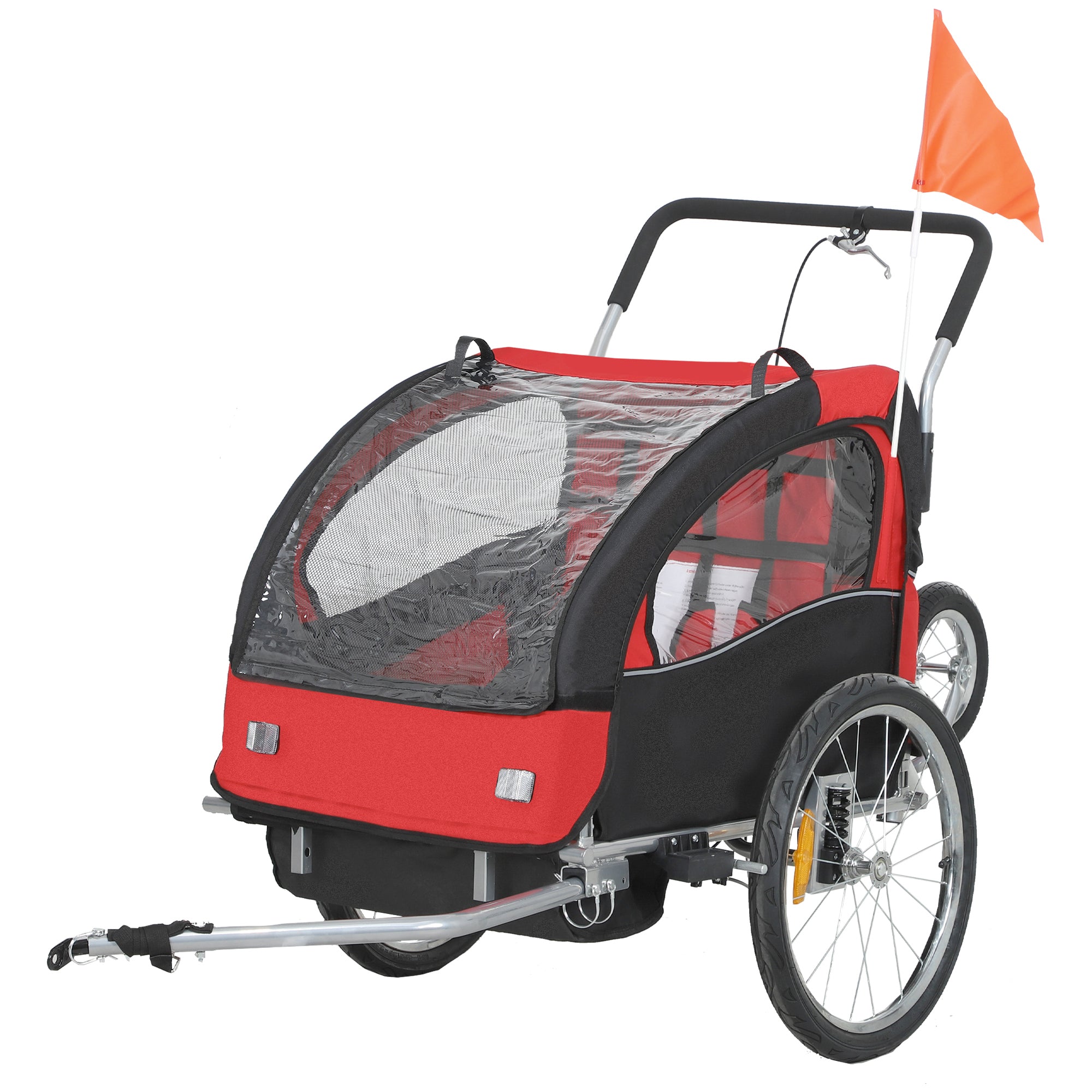 HOMCOM 2 Seat Bike Trailer with 5 Point Harness, Baby Bike Stroller wi – mhstar.co.uk