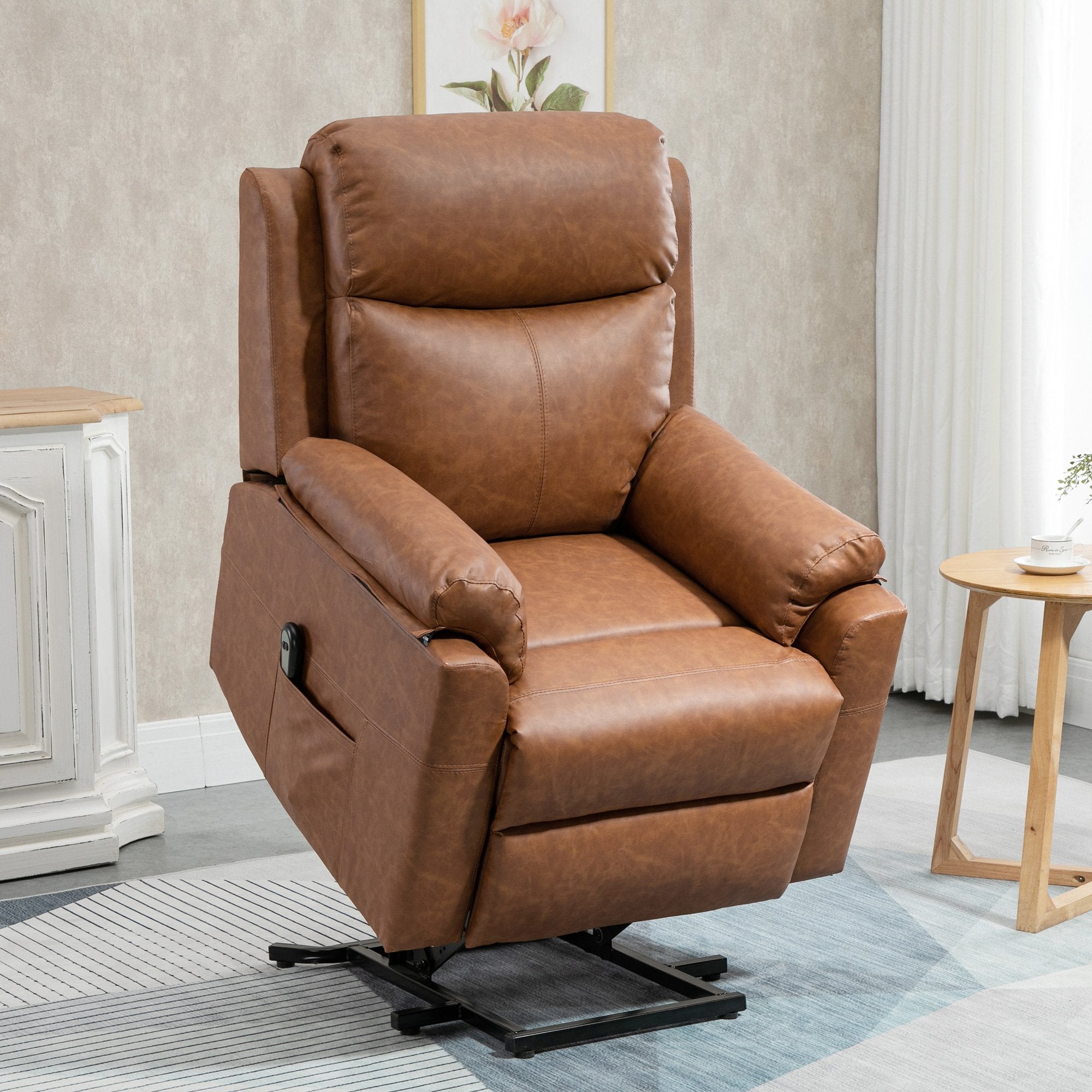 HOMCOM Power Lift Chair Electric Riser Recliner For Elderly Faux Leat HOMCOM Power Lift Chair Electric Riser Recliner For Elderly Faux Leat