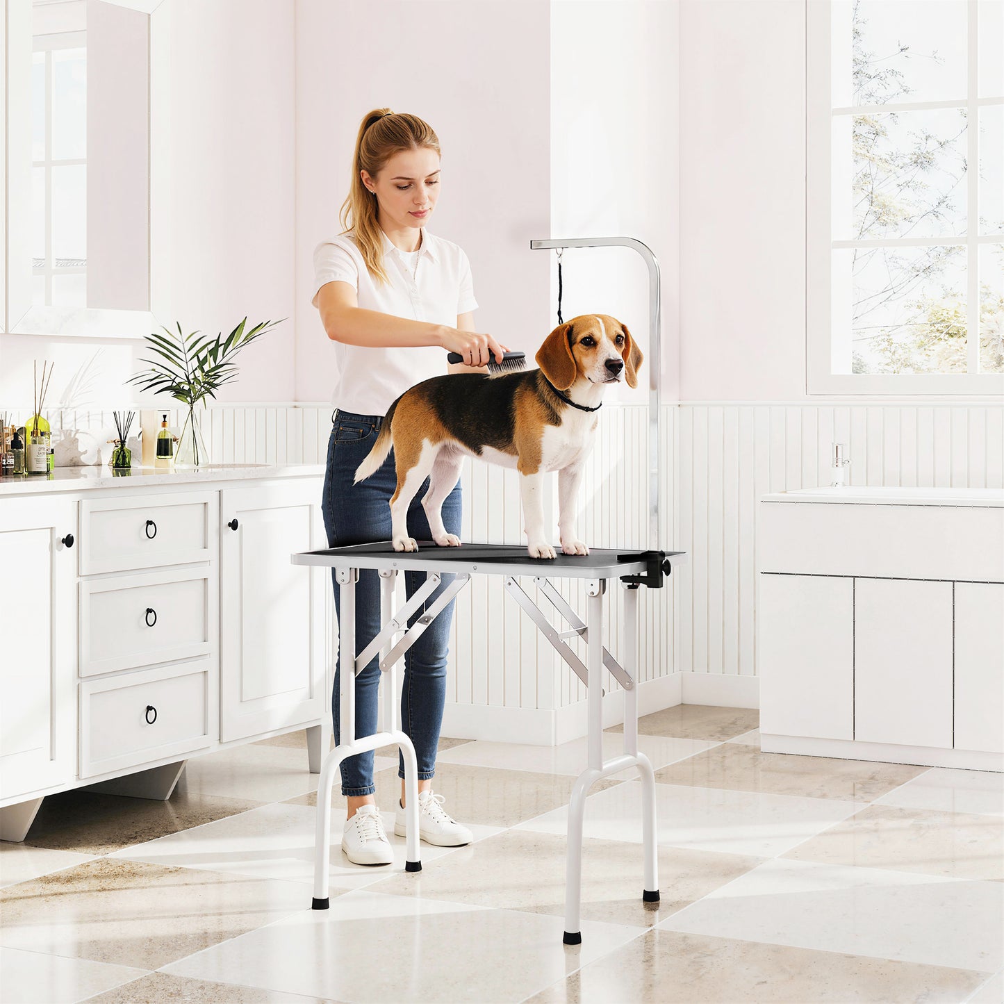 PawHut 32" Foldable Dog Grooming Table Pet Drying Beauty Table Adjusta ...