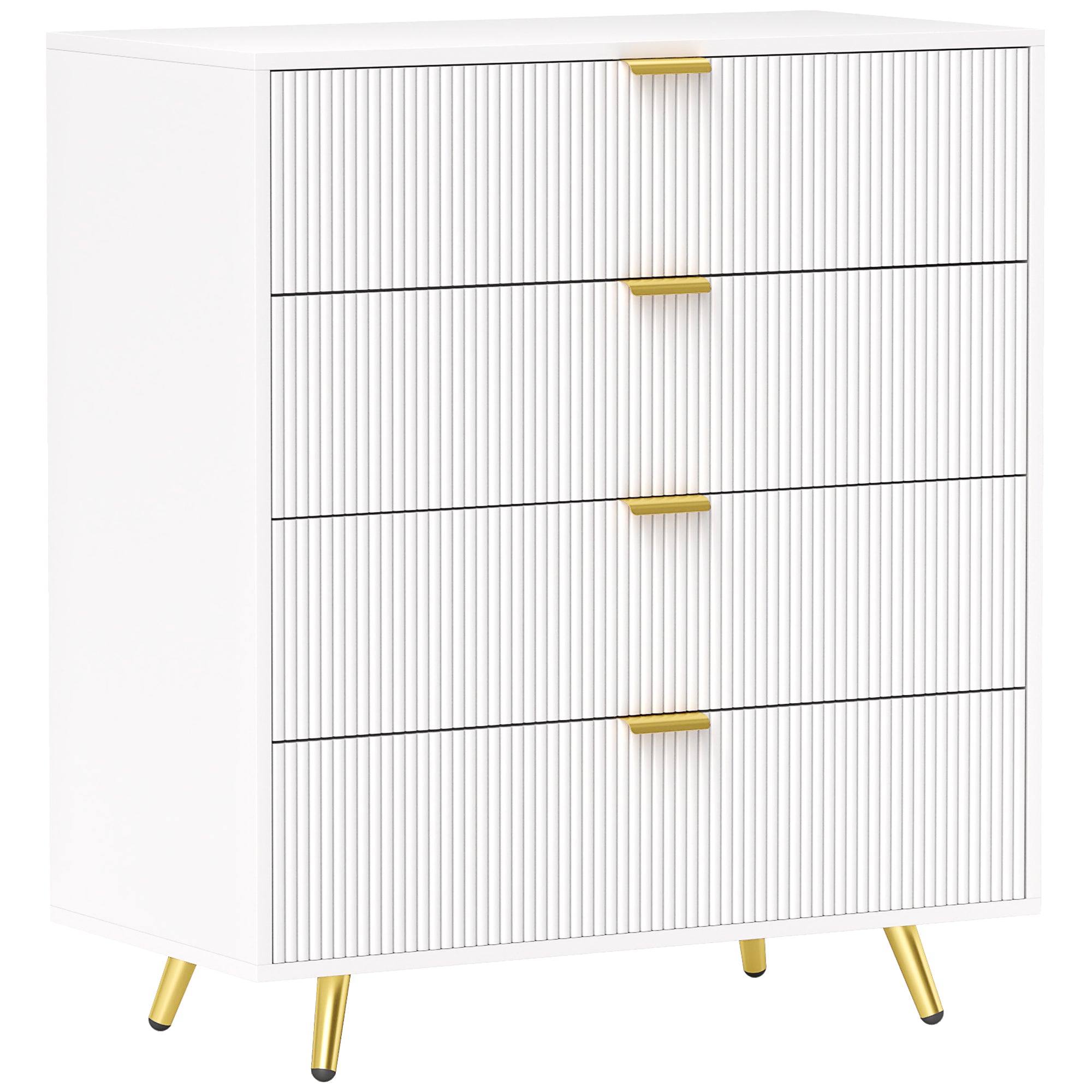 HOMCOM Elegant Four-Drawer Bedside Table - White – mhstar.co.uk