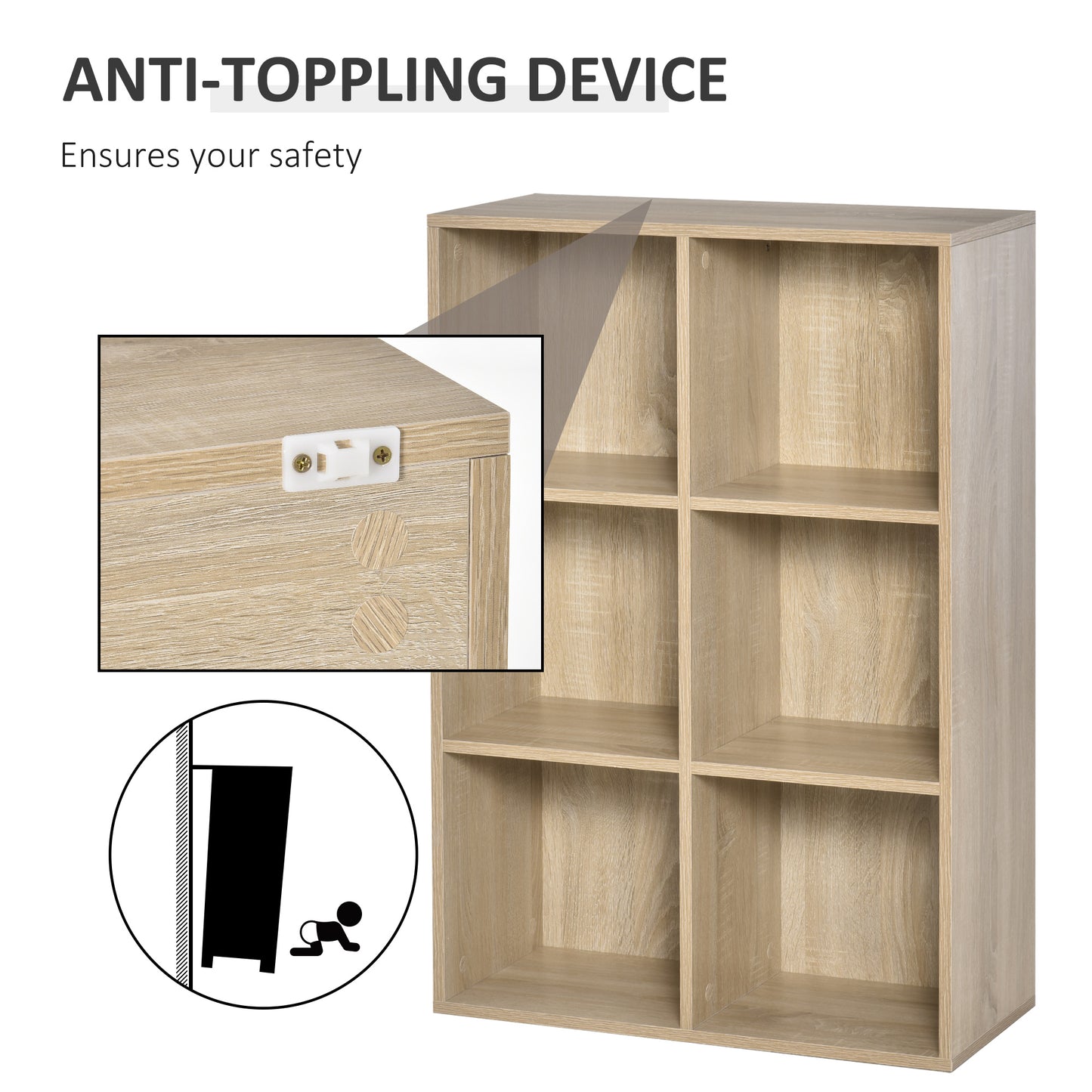 HOMCOM Six-Cube Bookcase - Oak Wood Effect – mhstar.co.uk