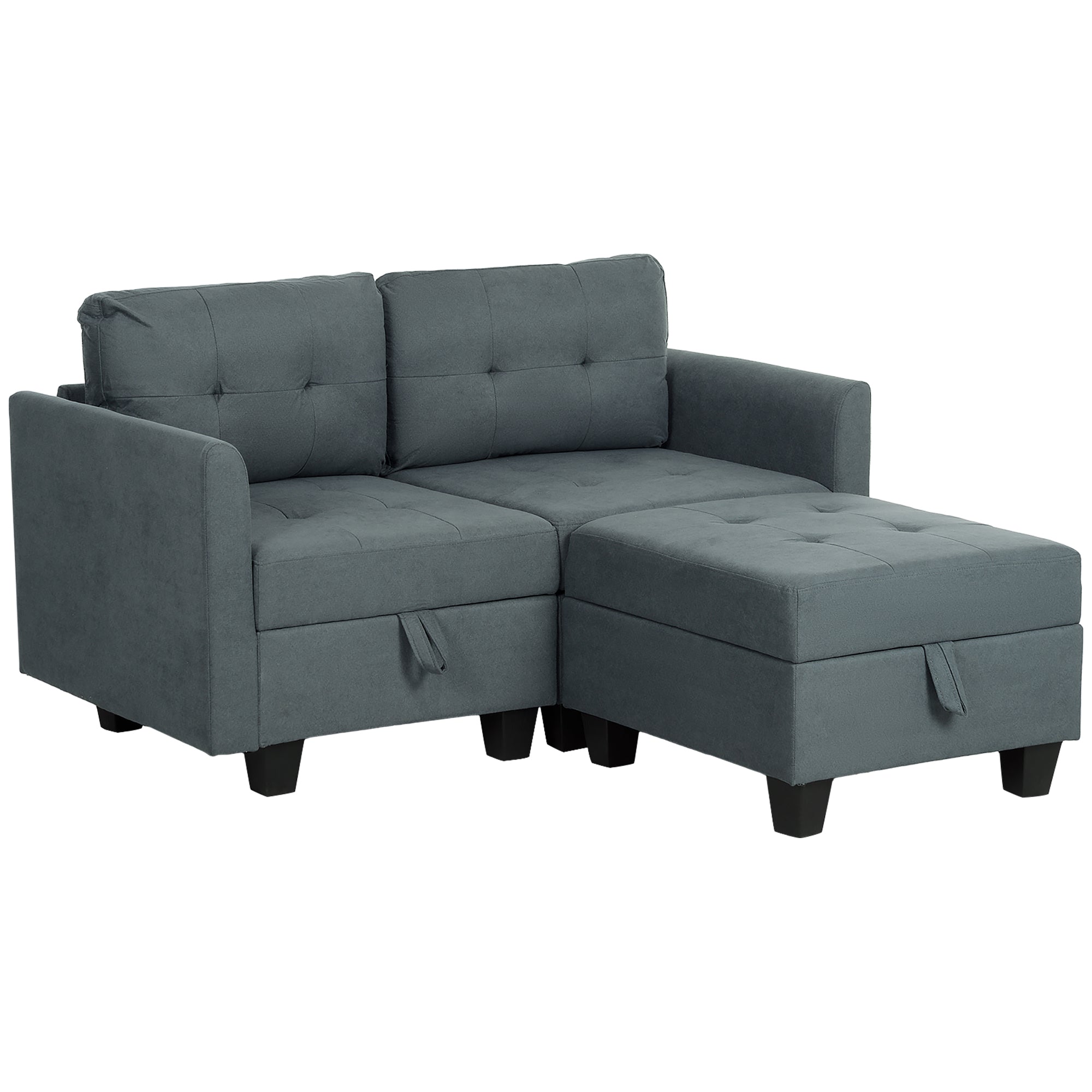 HOMCOM 'L' Shape Modular Storage Sofa - Dark Grey – mhstar.co.uk