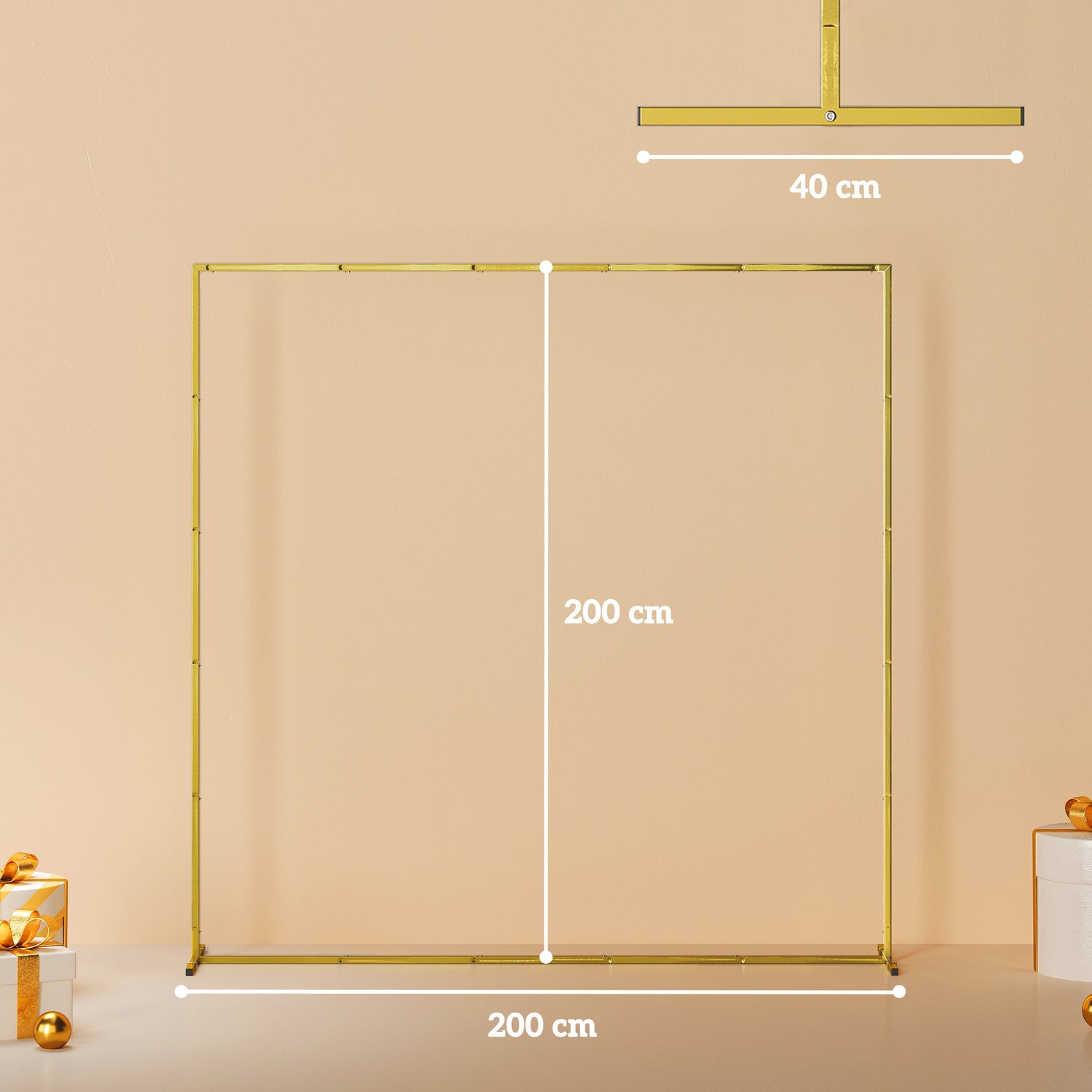 Outsunny Wedding Arch Backdrop Stand, Square Metal Arch Frame with U-s ...