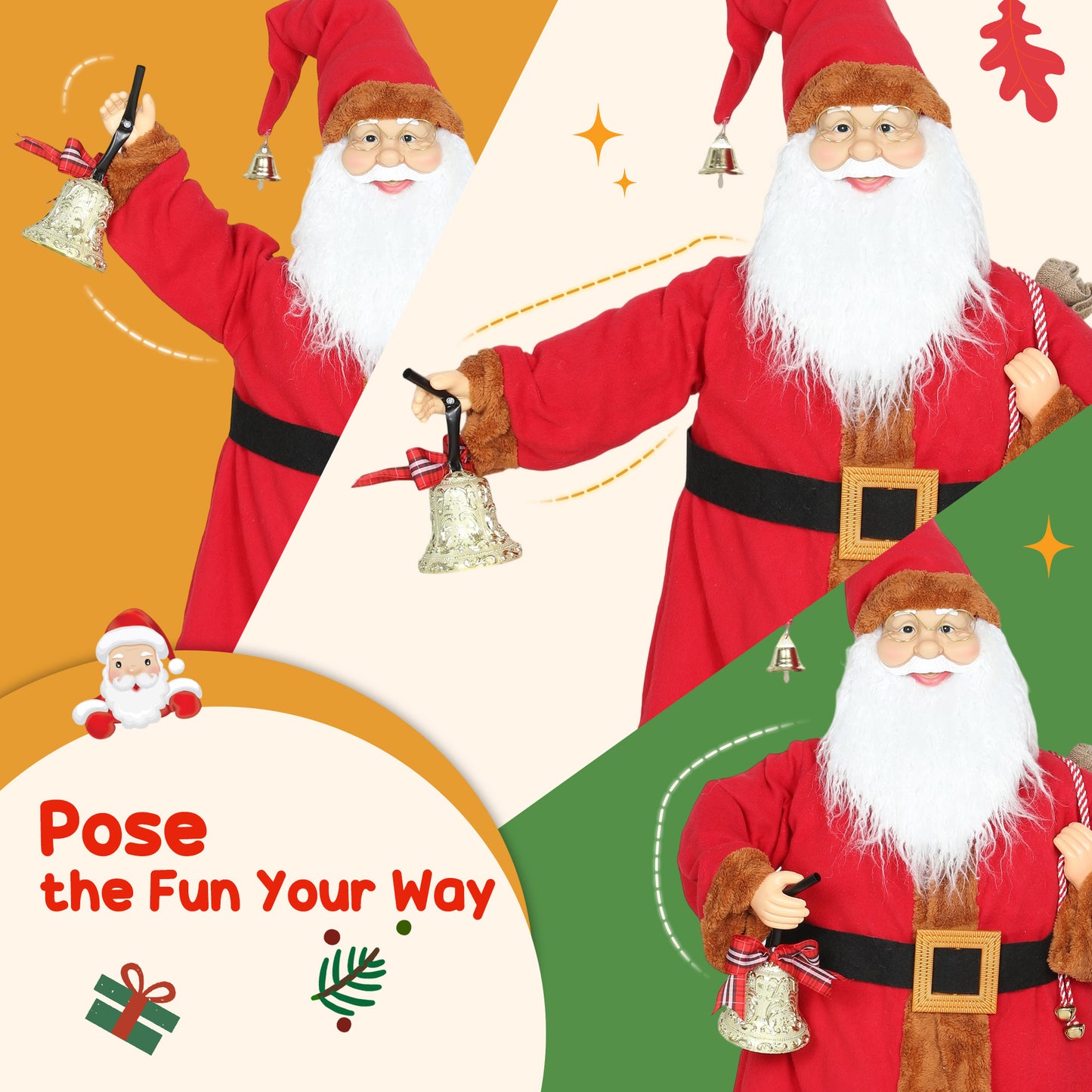 HOMCOM Singing and Dancing Santa Claus with Bell and Sack – mhstar.co.uk