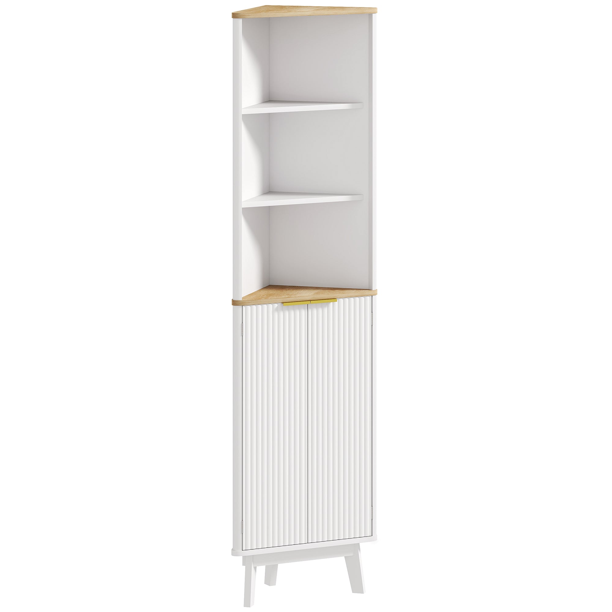 HOMCOM Tall Bathroom Storage Cabinet, Slim Unit with Doors & Adjustabl ...