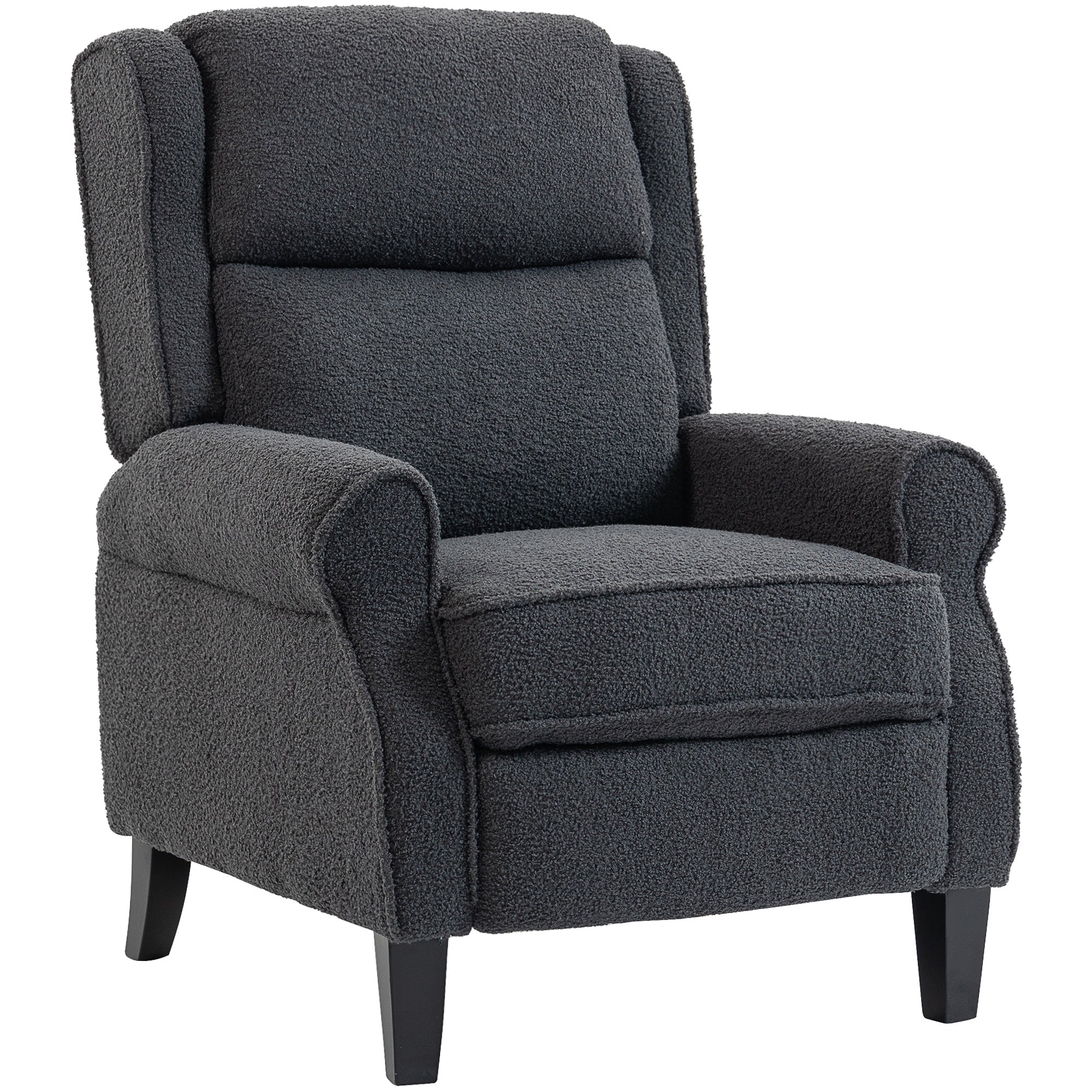 HOMCOM Recliner Armchair with Extended Leg Rest - Charcoal Grey ...
