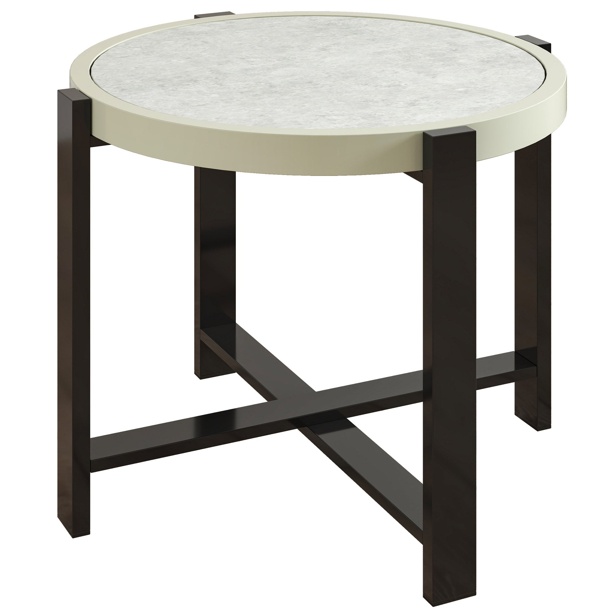 Outsunny Round Small Garden Table, 60cm Outdoor Side Table with Faux M ...