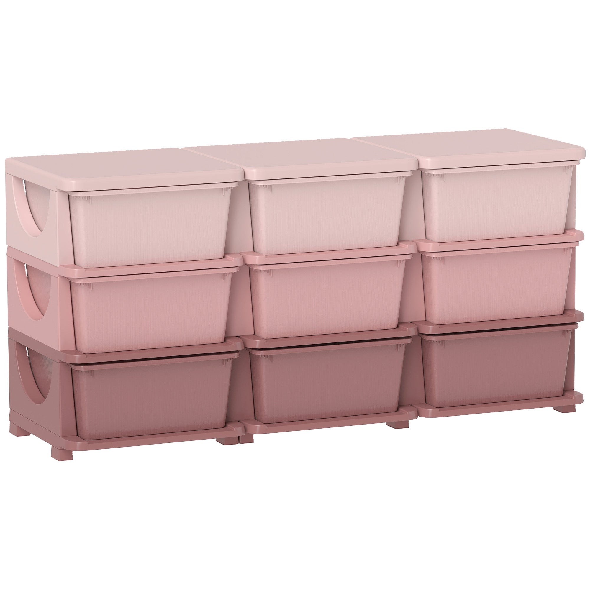 HOMCOM Kids Storage Unit, with Nine Drawers - Pink – mhstar.co.uk