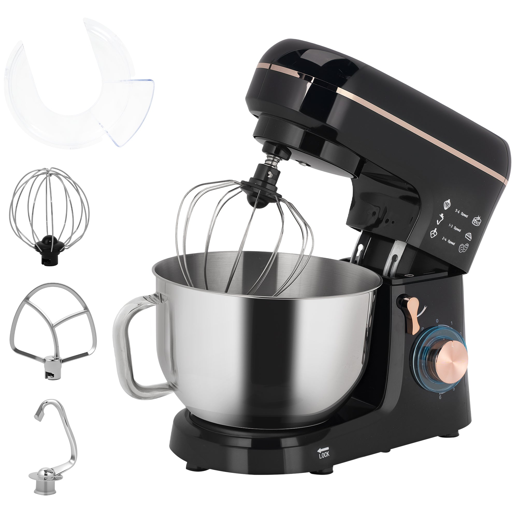 HOMCOM Stand Mixer, 5L Food Mixer, 6 Speeds, 1400W Cake Kitchen Mixer ...