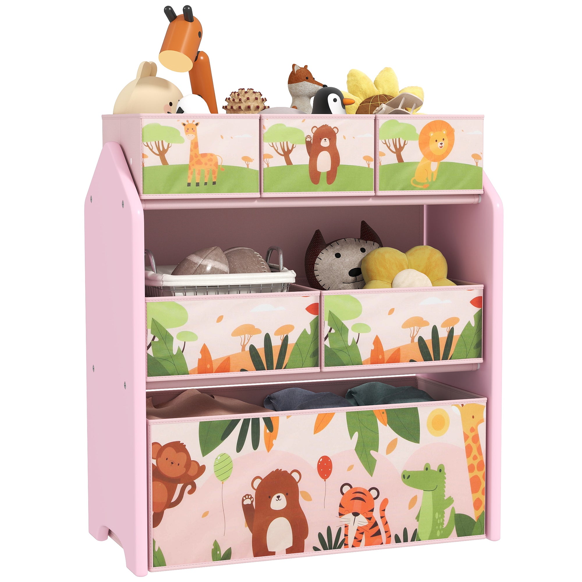 AIYAPLAY 3-Tier Kids Toy Storage Unit with 6 Removable Storage Boxes ...