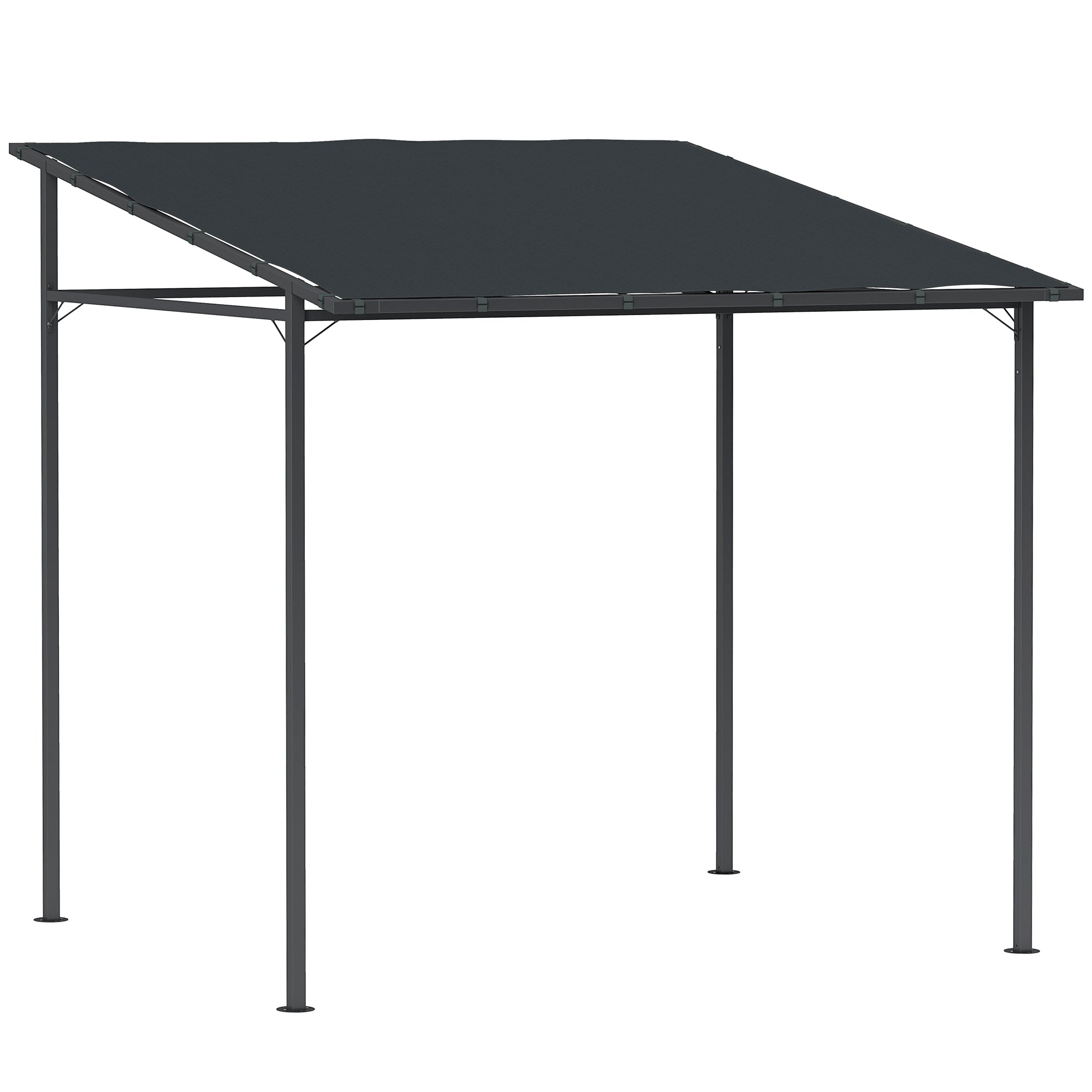 Outsunny Wall Mounted Pergola Gazebo, 2.4x2.4m, Metal Frame, UPF30+, W ...