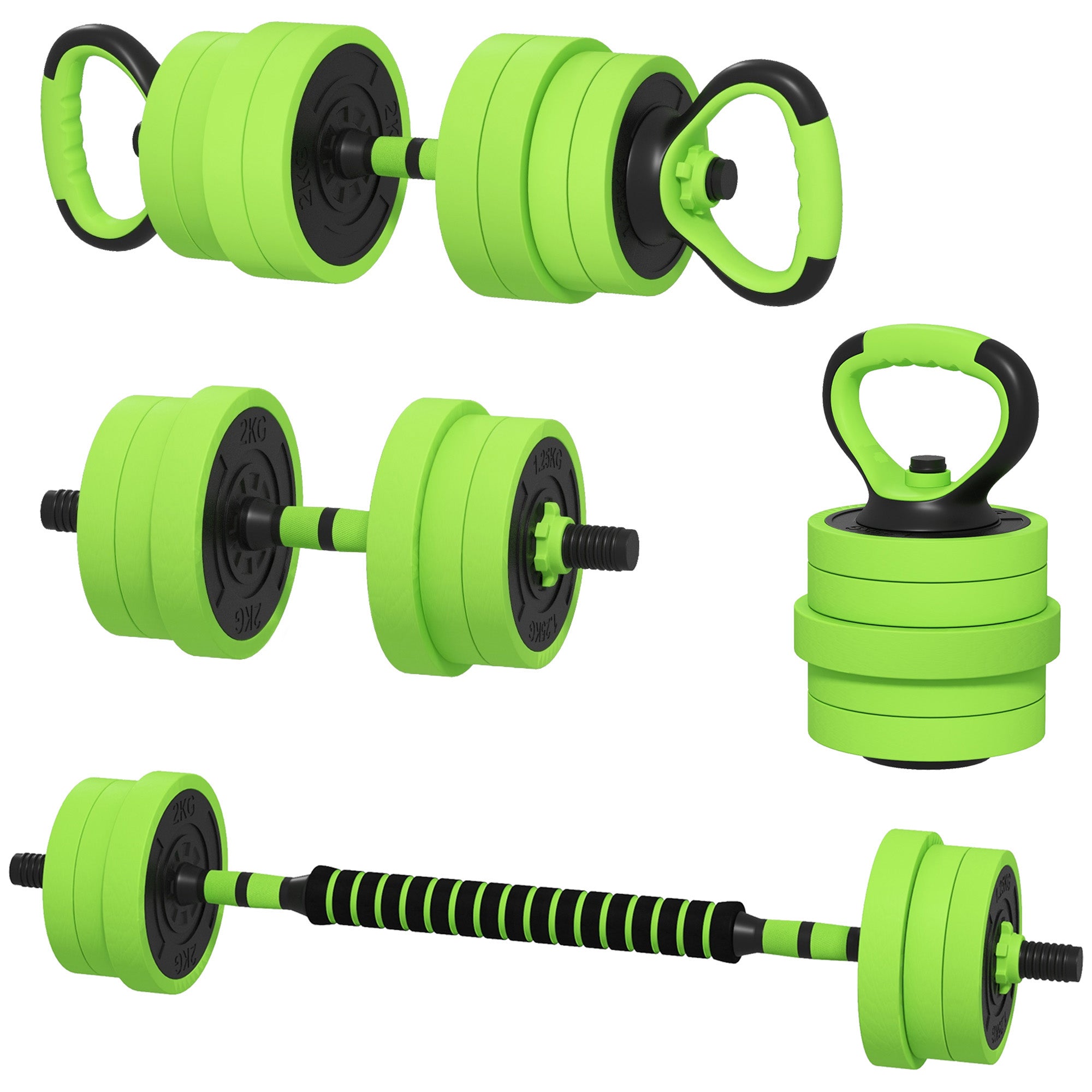 SPORTNOW 40kg Four-In-One Adjustable Weight Dumbbells Set, Barbell, Ke ...