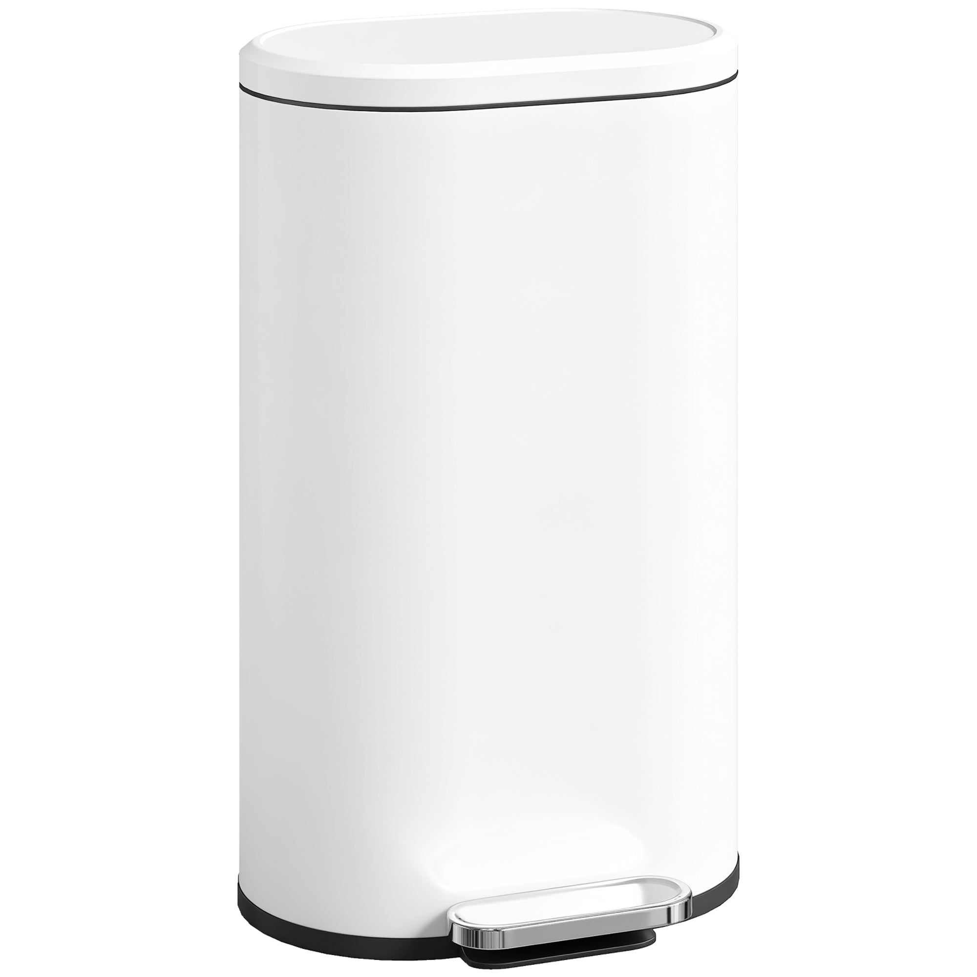 HOMCOM 30 L Modern Curved Kitchen Bin - White – mhstar.co.uk