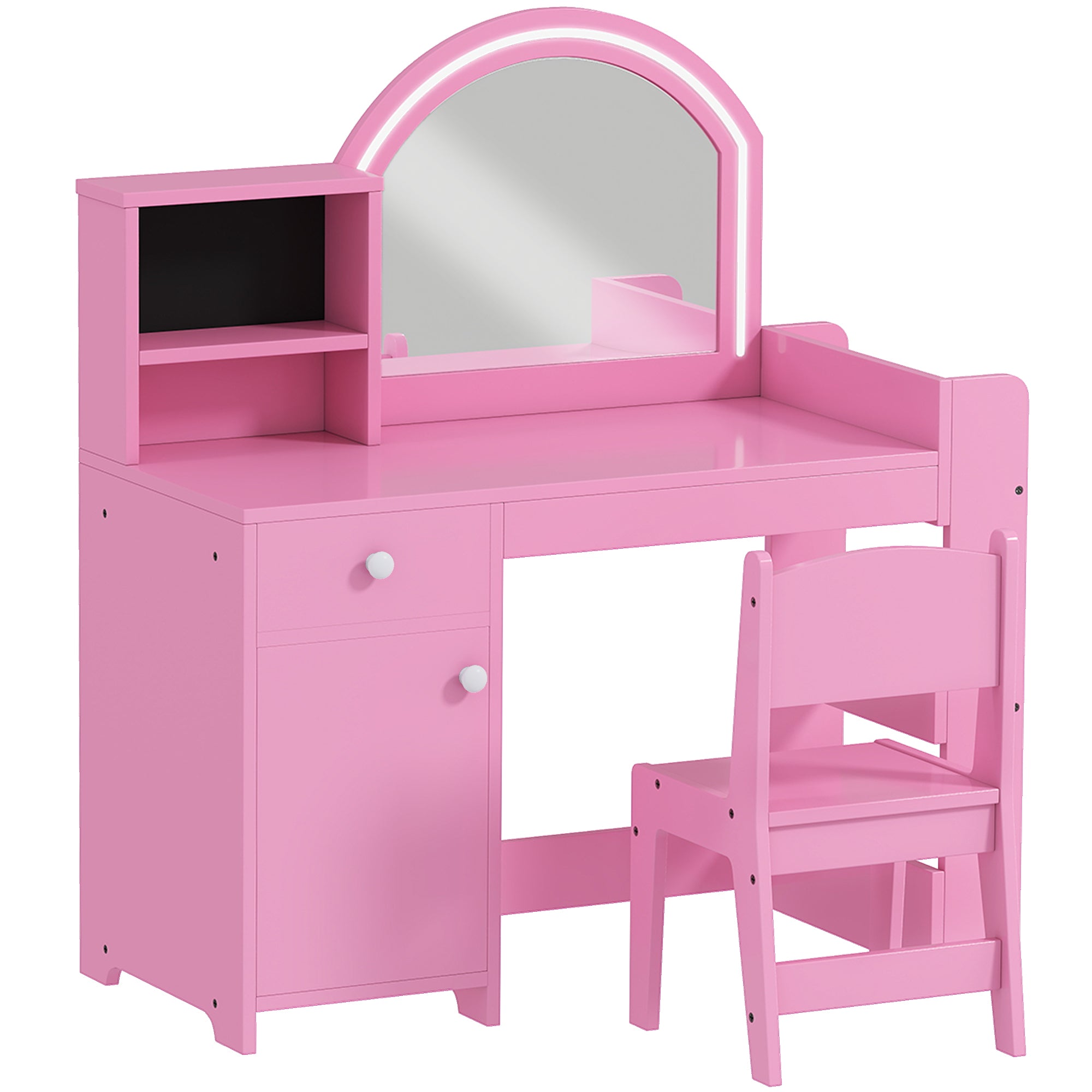 AIYAPLAY Kids Vanity Table and Chair Set, Girls Dressing Table with 2 ...
