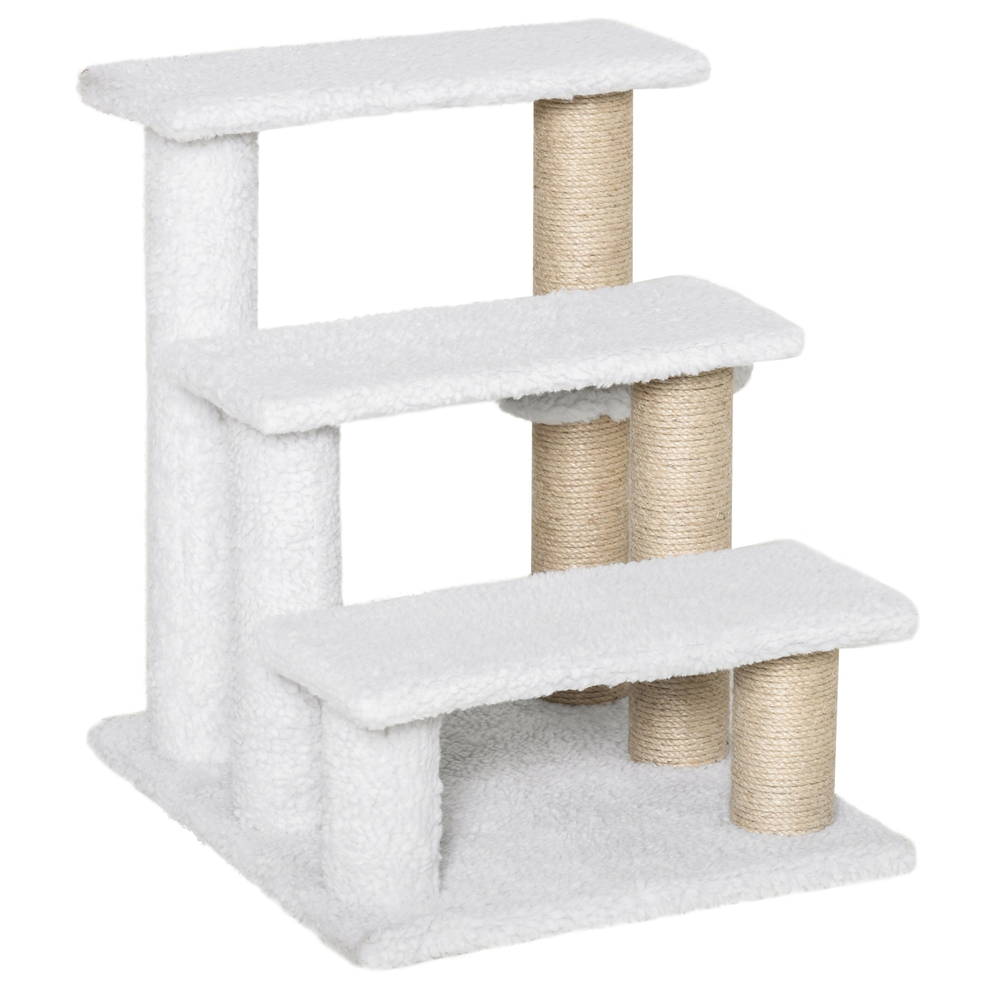 PawHut Pet Stair with 3-step Climb Ladder, Scratching Posts, Platforms ...