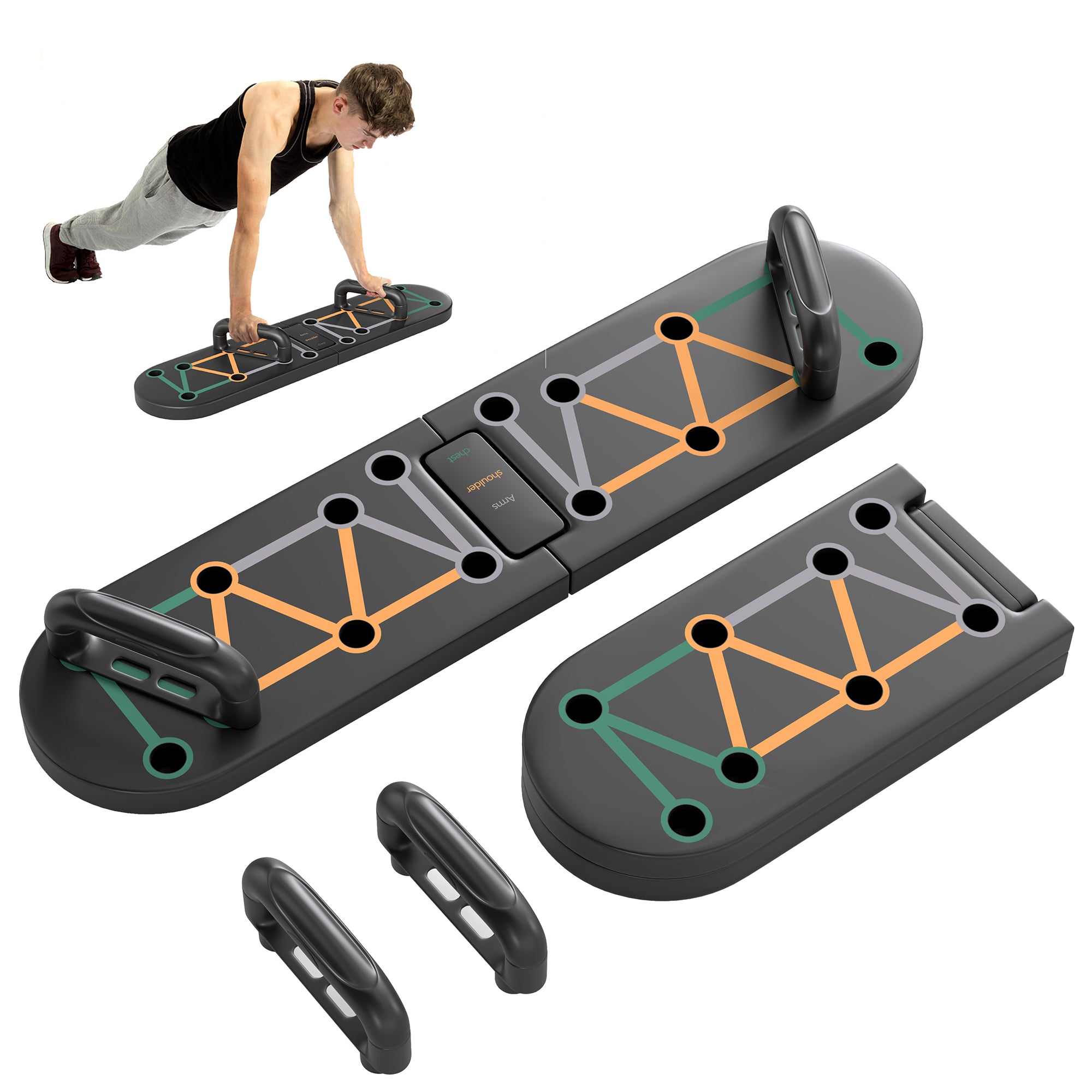 SPORTNOW Foldable 11-in-1 Push Up Board, Portable Pushup Stand with No ...