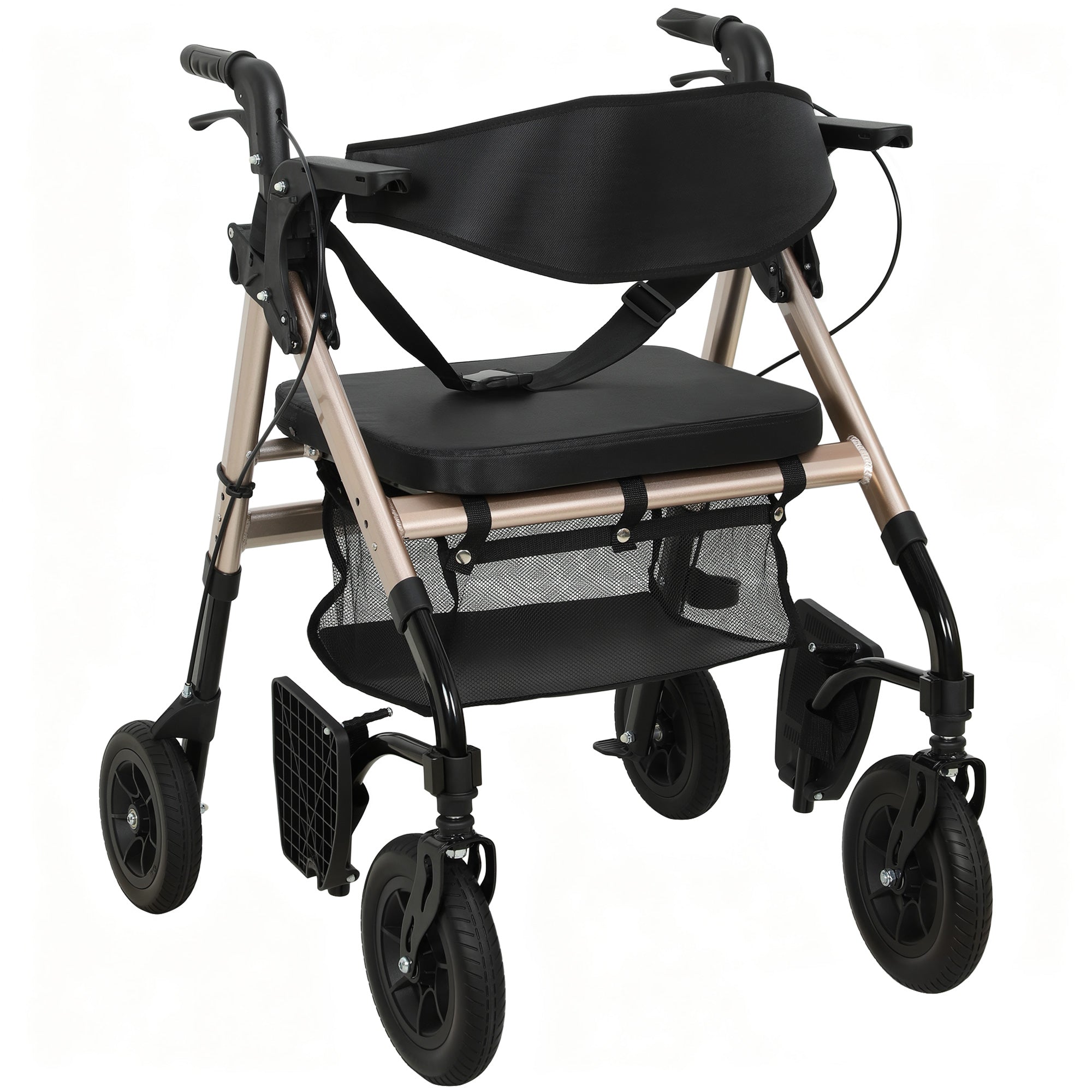 HOMCOM Rollator Walker Wheelchair, with Seat - Black – mhstar.co.uk