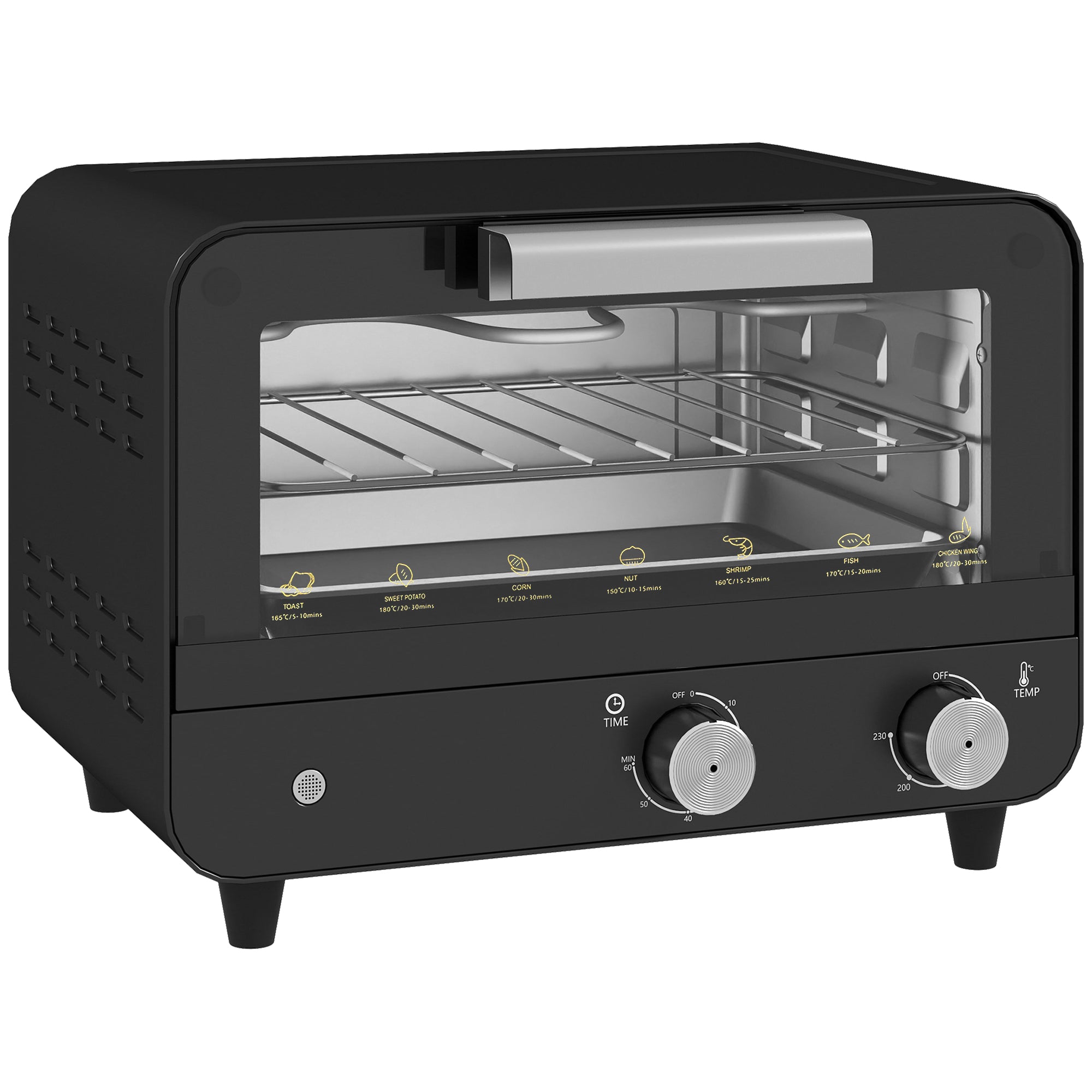 HOMCOM Small Toaster Oven, 12L Multifunction Mini Countertop Oven with ...