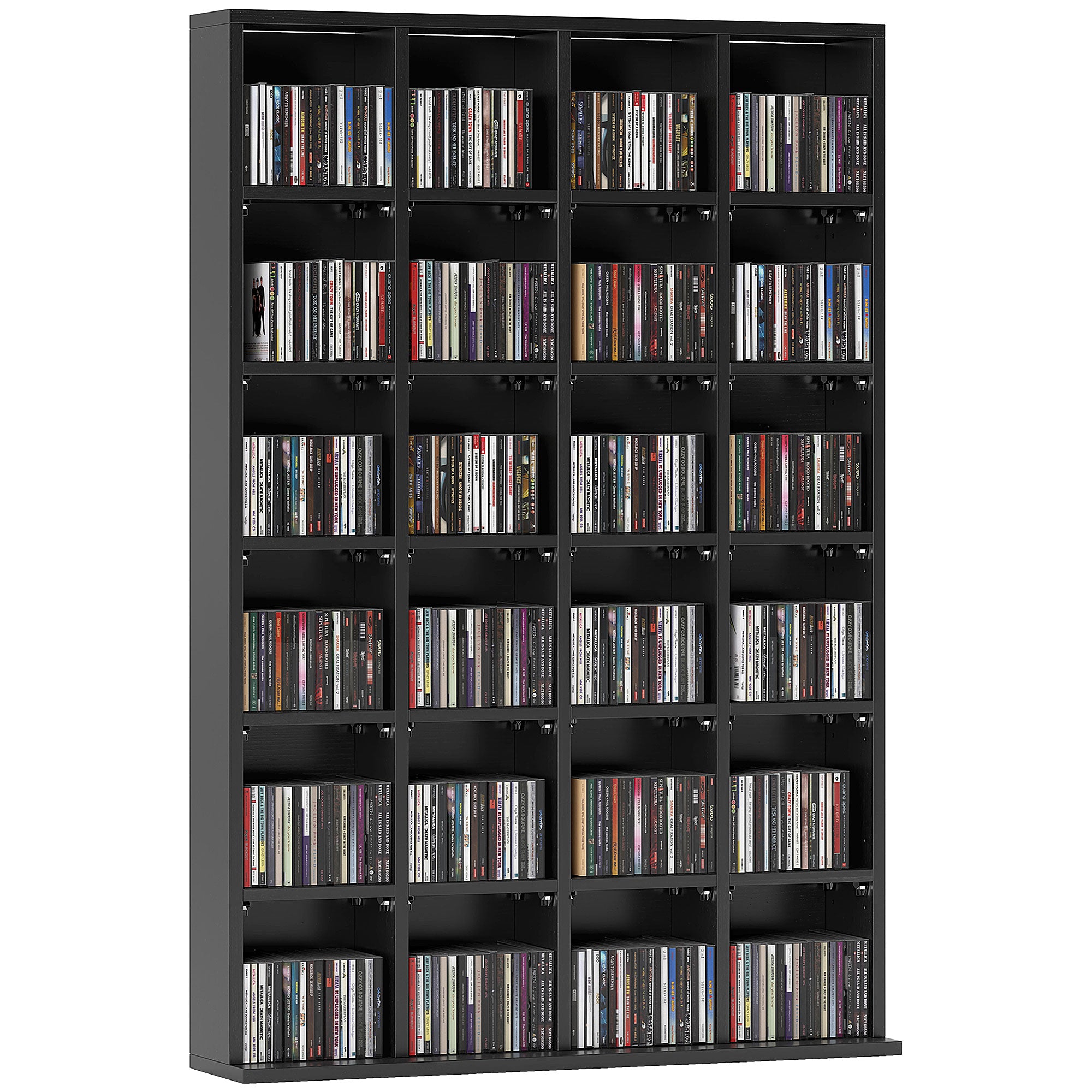 HOMCOM CD Storage Unit with Adjustable Shelves, 89 x 130.5 cm, Black ...