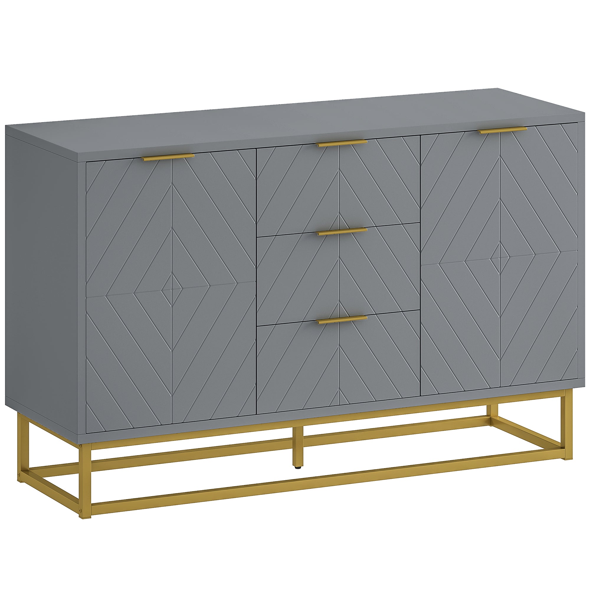 HOMCOM Sideboard with 3 Drawers and Adjustable Shelves for Living Room ...