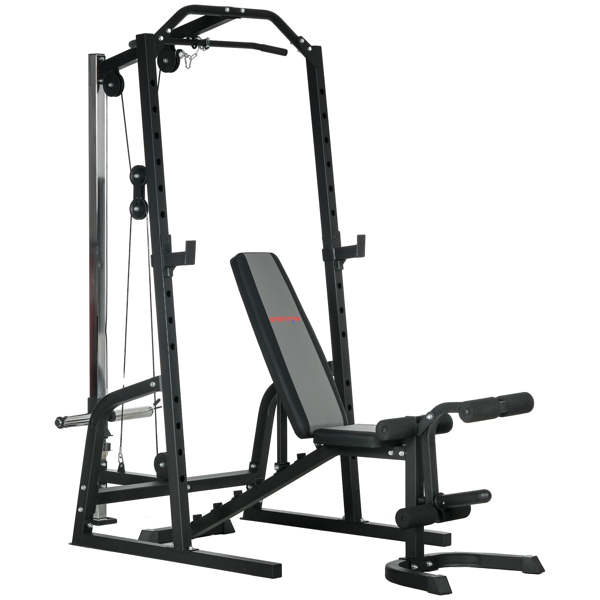 SPORTNOW Smith Machine & Cable Pulley System, Adjustable Weight Bench ...