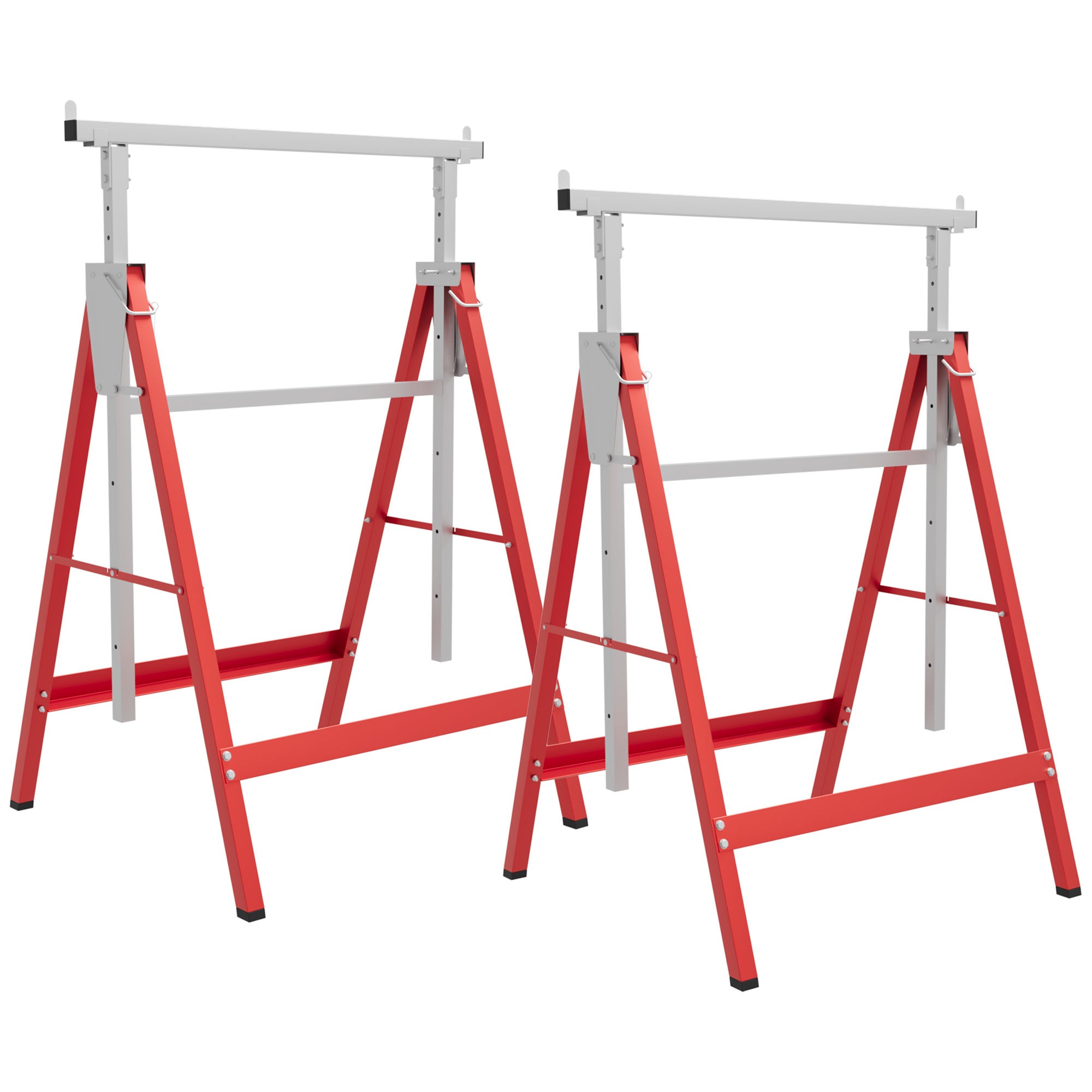 HOMCOM Set of 2 Adjustable Telescopic Builders Trestle, DIY Steel Work ...