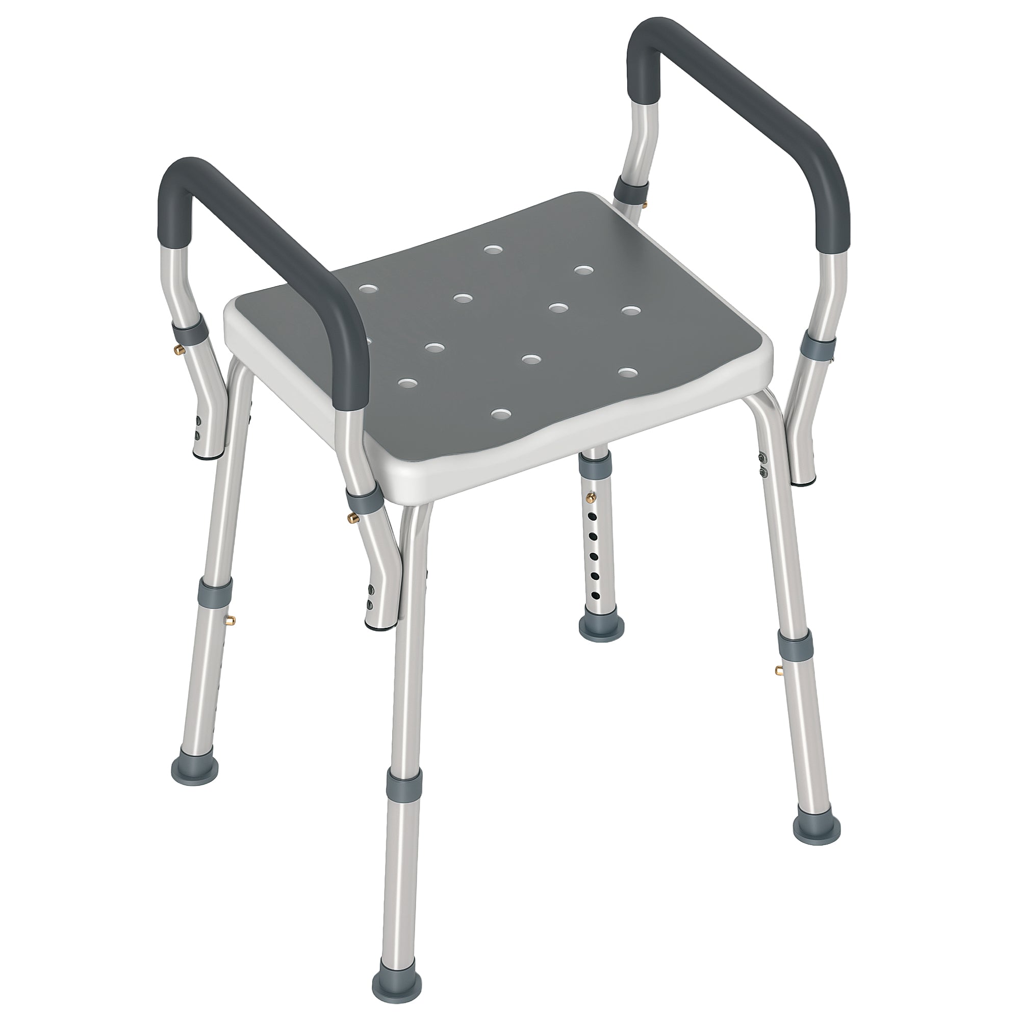 HOMCOM Portable Shower Stool, Non-Slip Shower Chair with Adjustable He ...