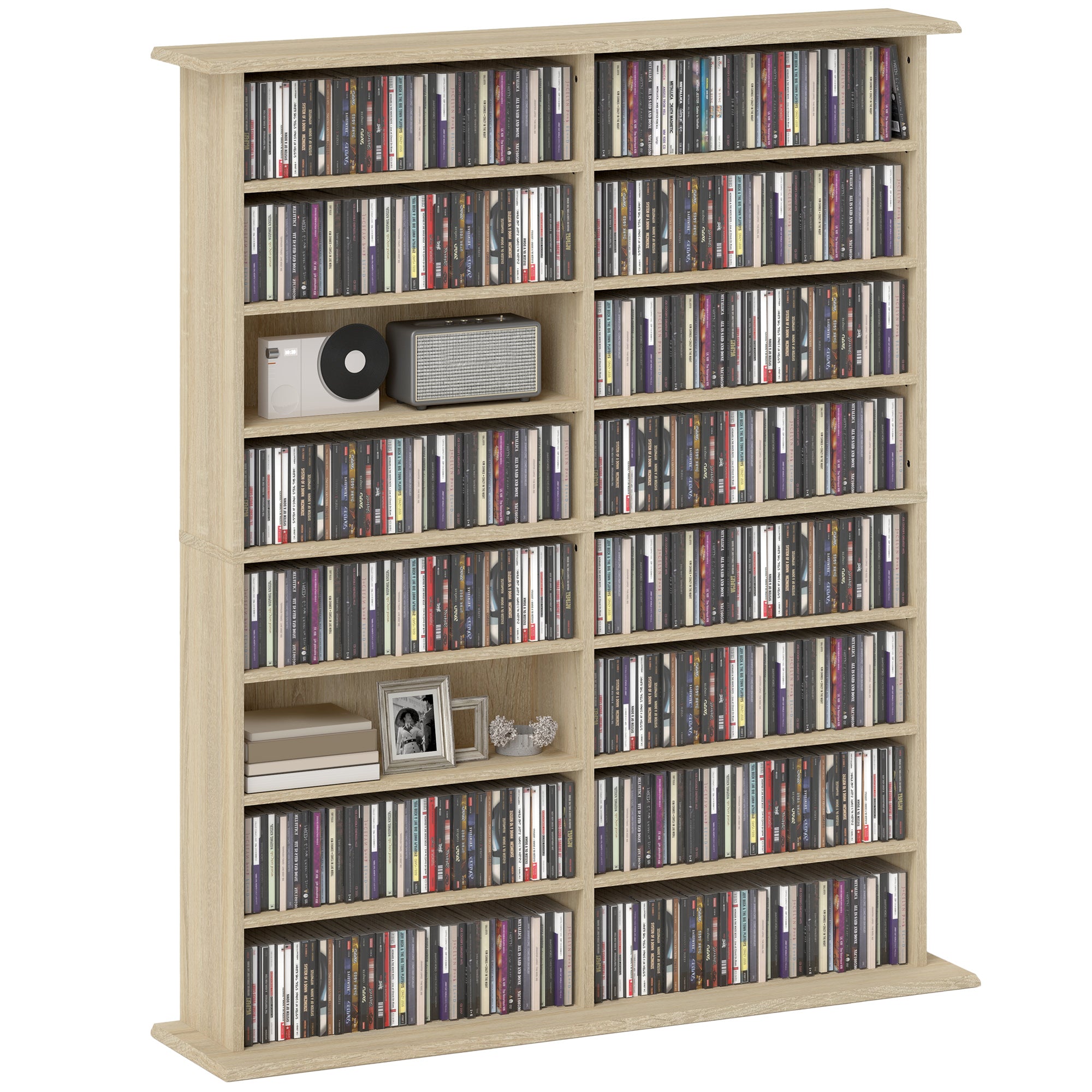 HOMCOM 720 CD/396 DVD/396 Blu-ray Storage Unit - Nature Wood Finish ...