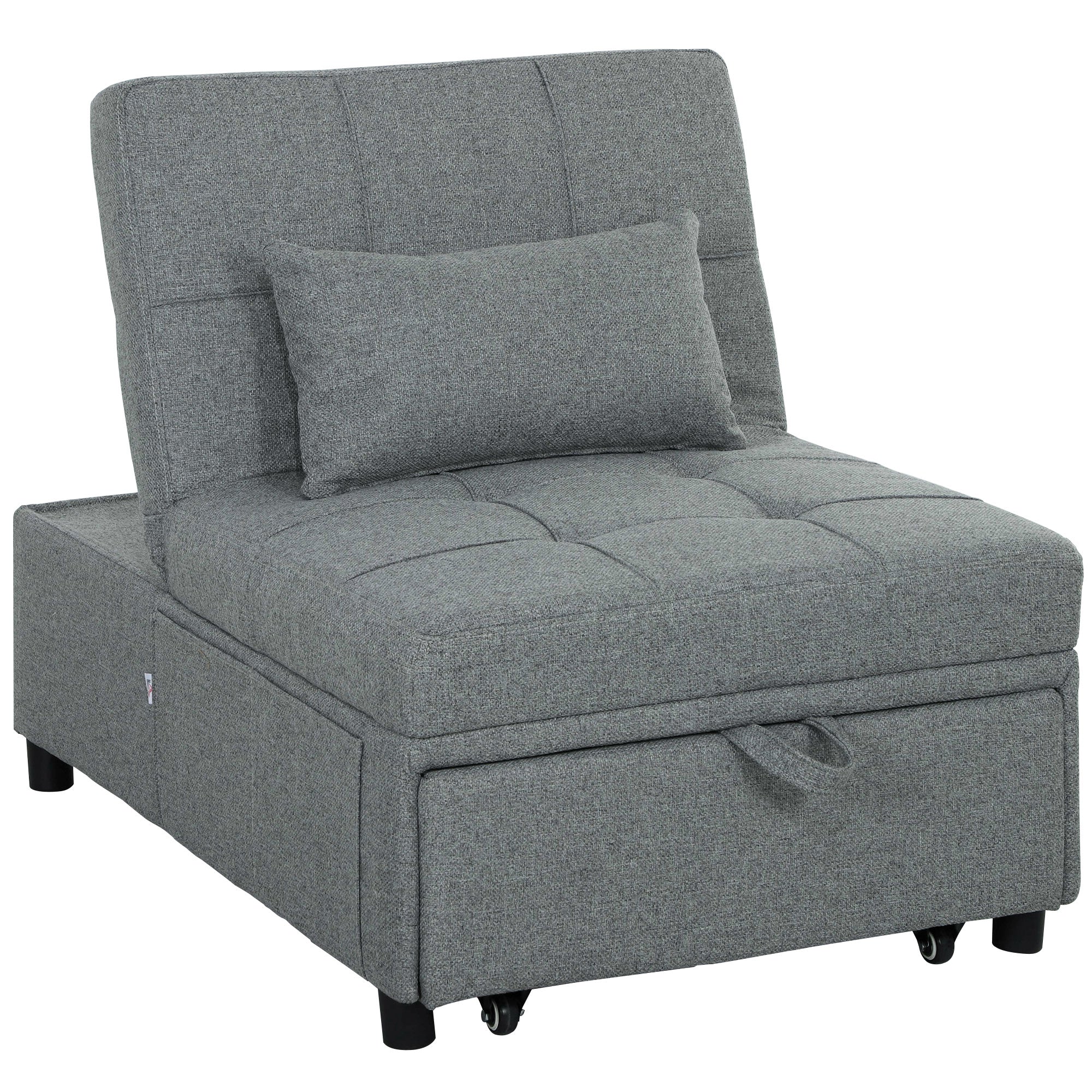 HOMCOM Four-In-One Single Sleeper Chair - Light Grey – mhstar.co.uk