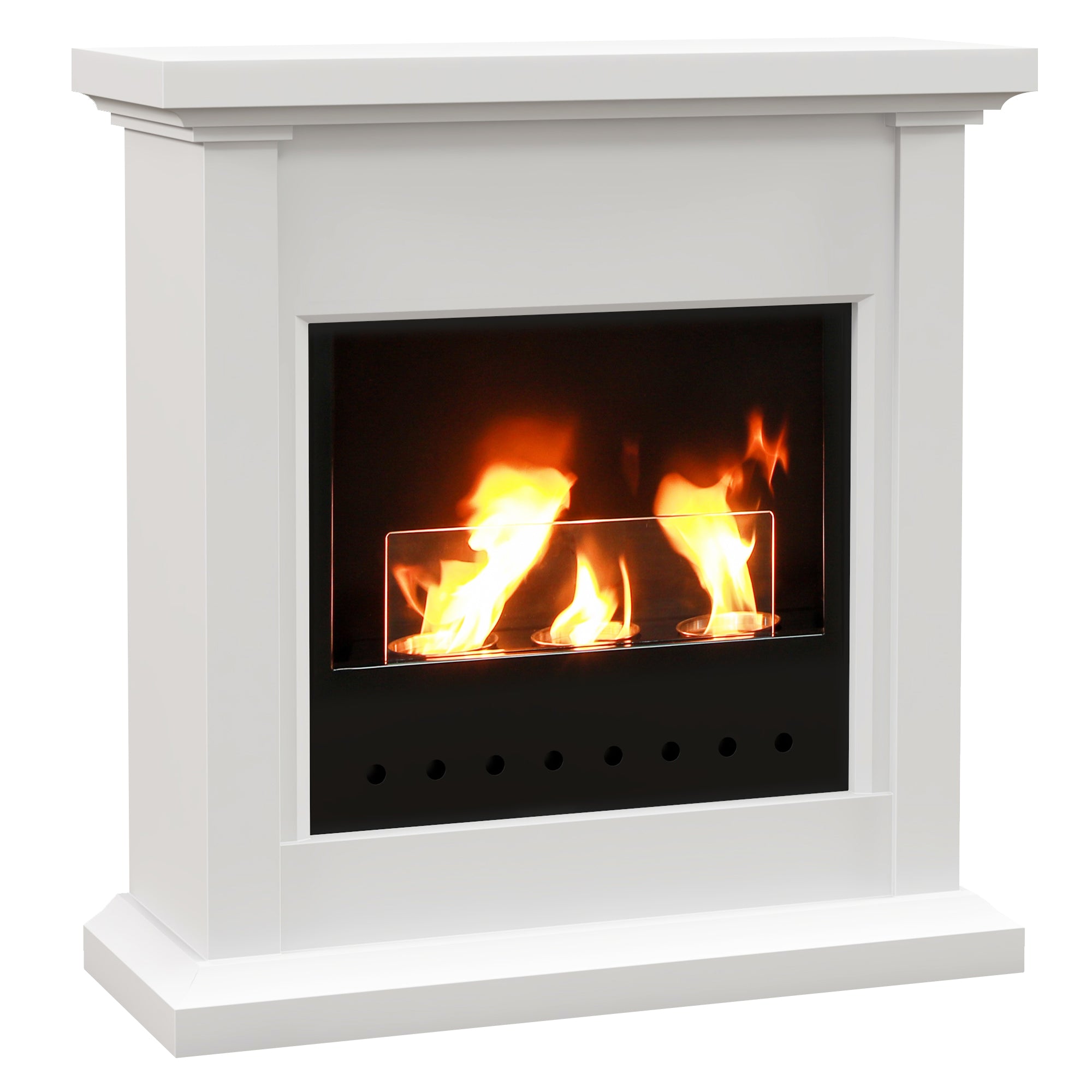 HOMCOM Bioethanol Fire Heater, with Mantelpiece - White – mhstar.co.uk