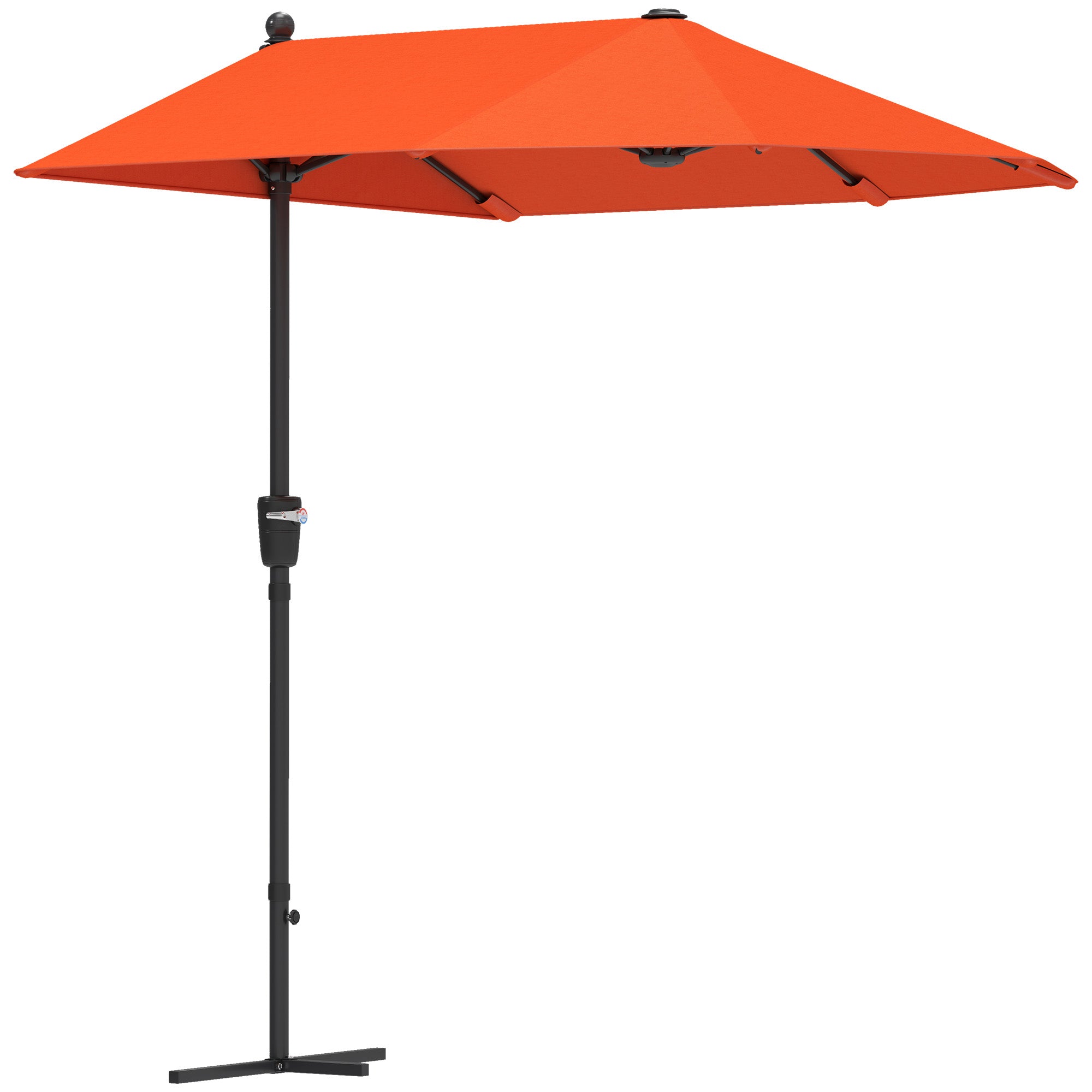 Outsunny 2m Half Parasol Market Umbrella Garden Balcony Parasol with C ...