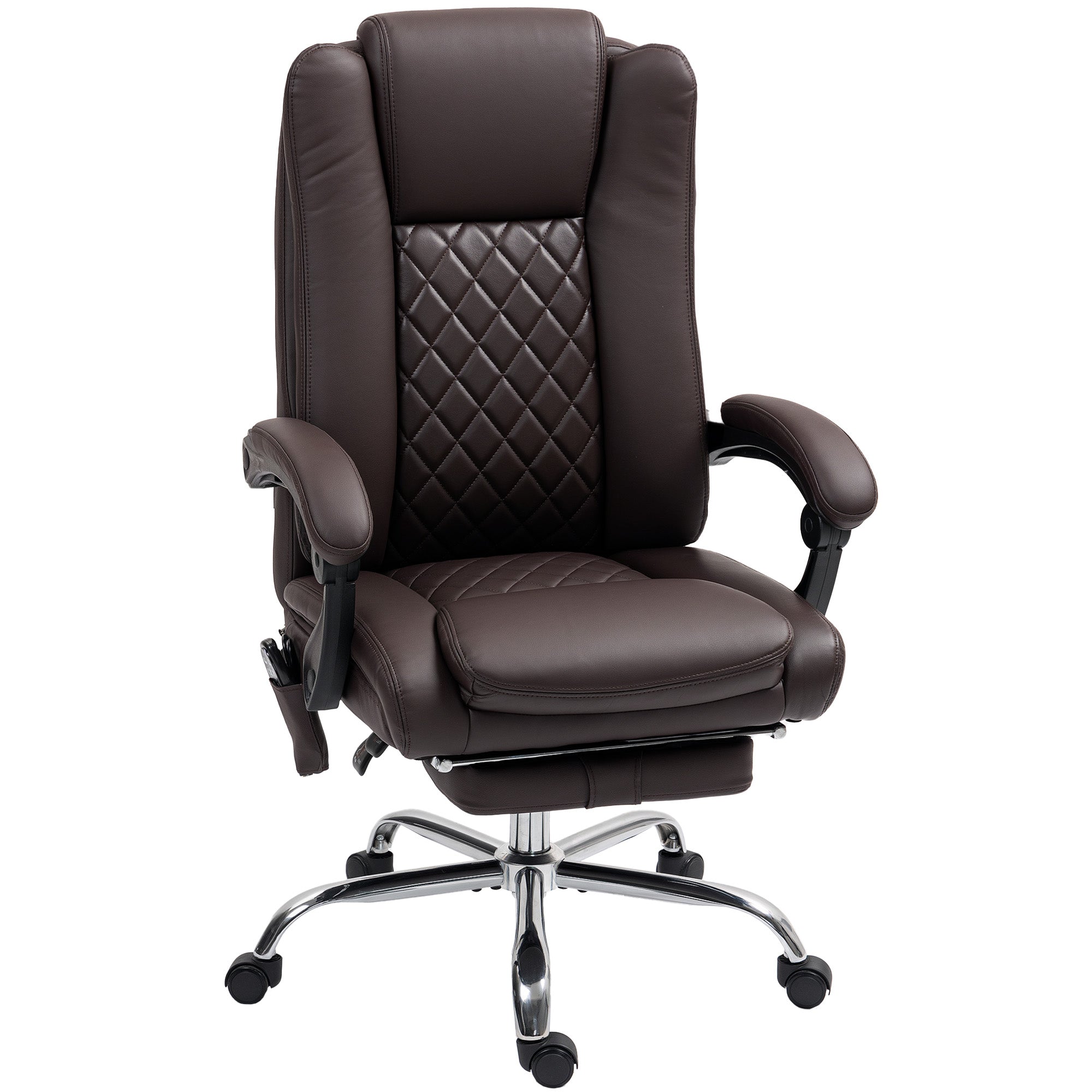 HOMCOM Executive Office Chair with 6-point Massage and Heat - Dark Bro ...