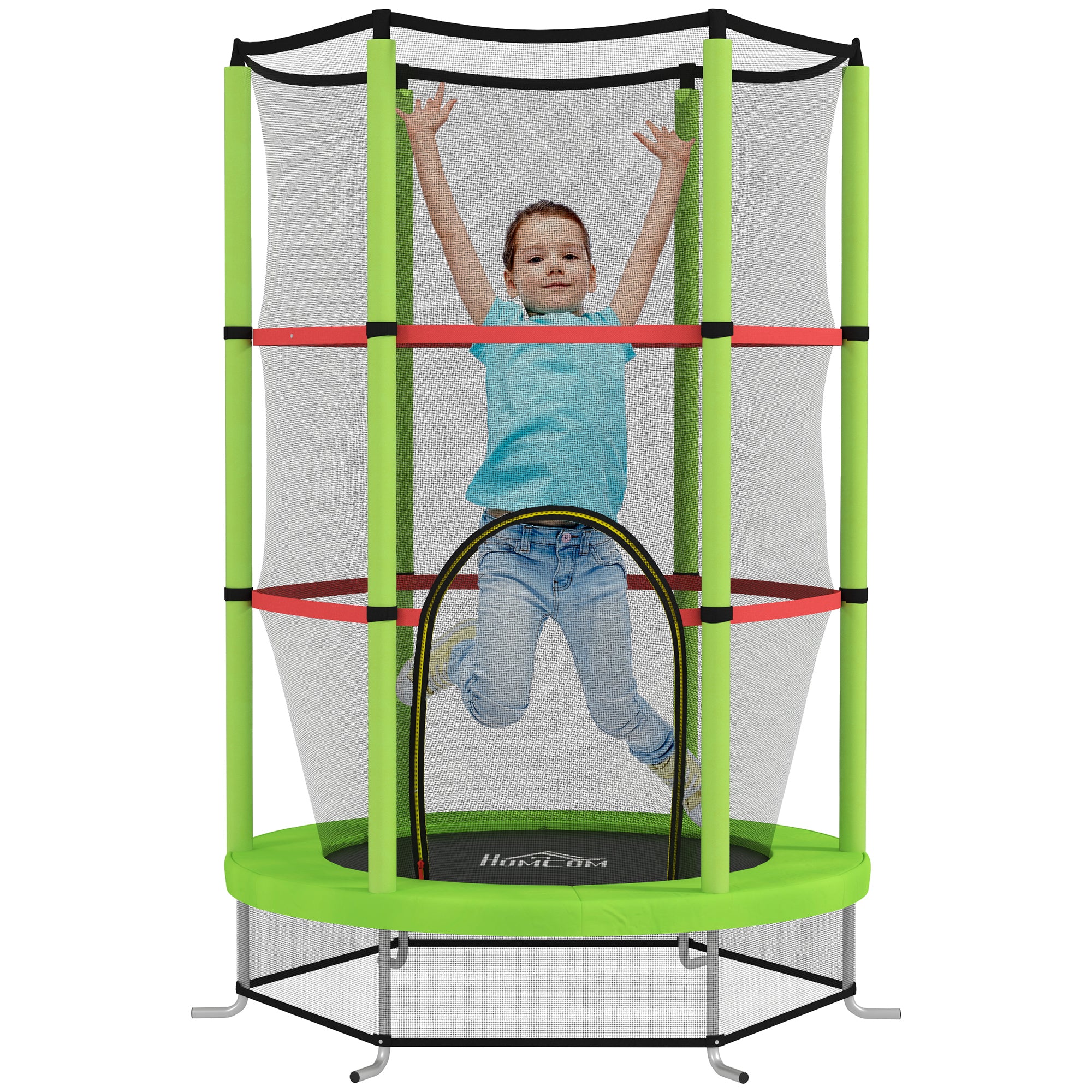 HOMCOM Kids Trampoline, with Enclosure Net, Steel Frame, for Ages 3-6 ...