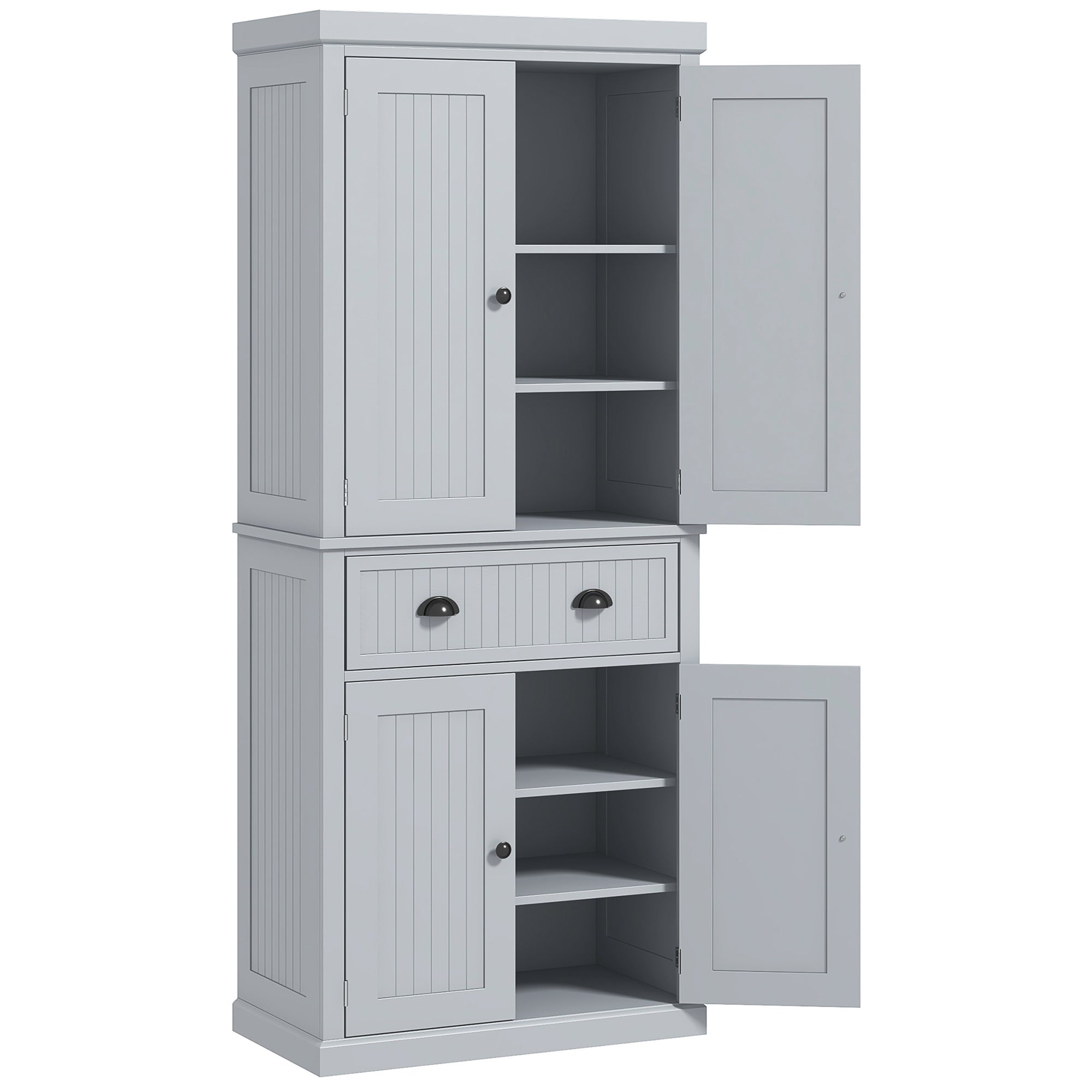 HOMCOM Multi-Storage Mid-Century Kitchen Cabinet - Grey – mhstar.co.uk