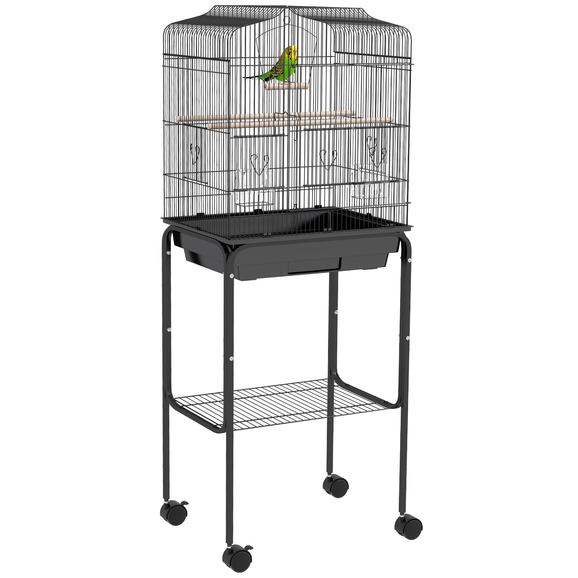 PawHut Bird Cage Budgie Cages for Finch Canary Parakeet with Stand Whe ...