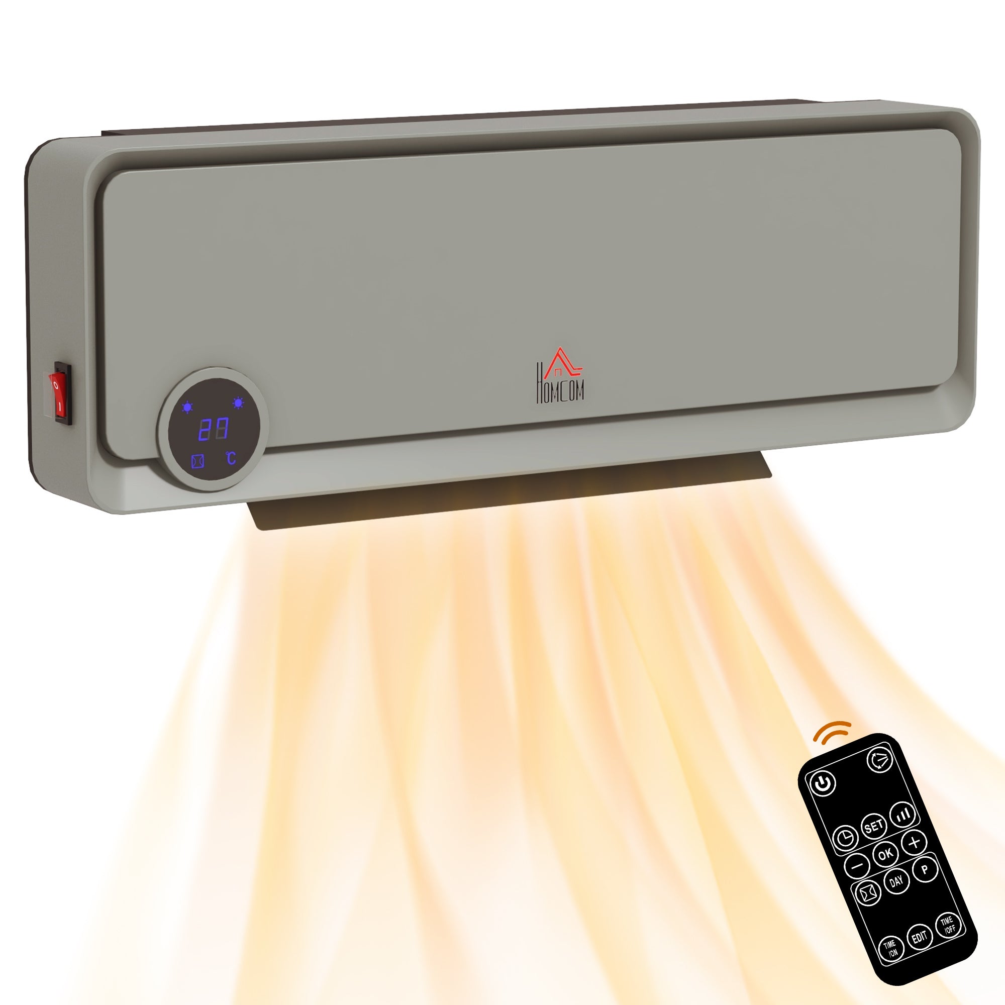 HOMCOM Wall Downflow Heater 2 Heat and Fan 1000W/2000W, Electric Space ...