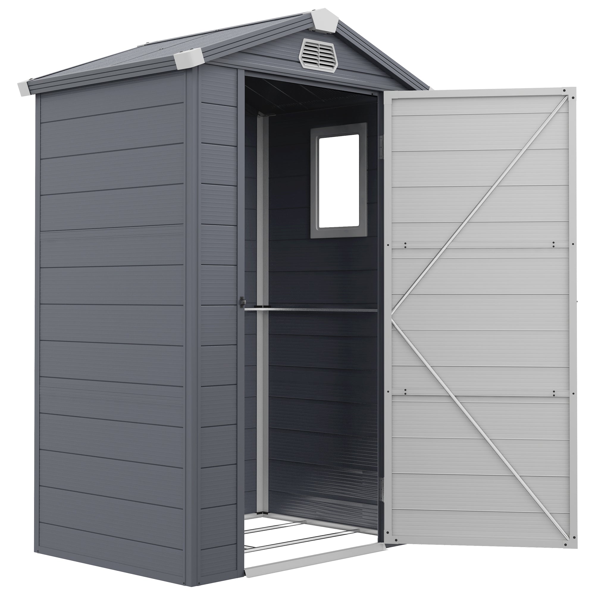Outsunny 4 x 3ft Plastic Garden Storage Shed with Foundation Kit, Poly ...