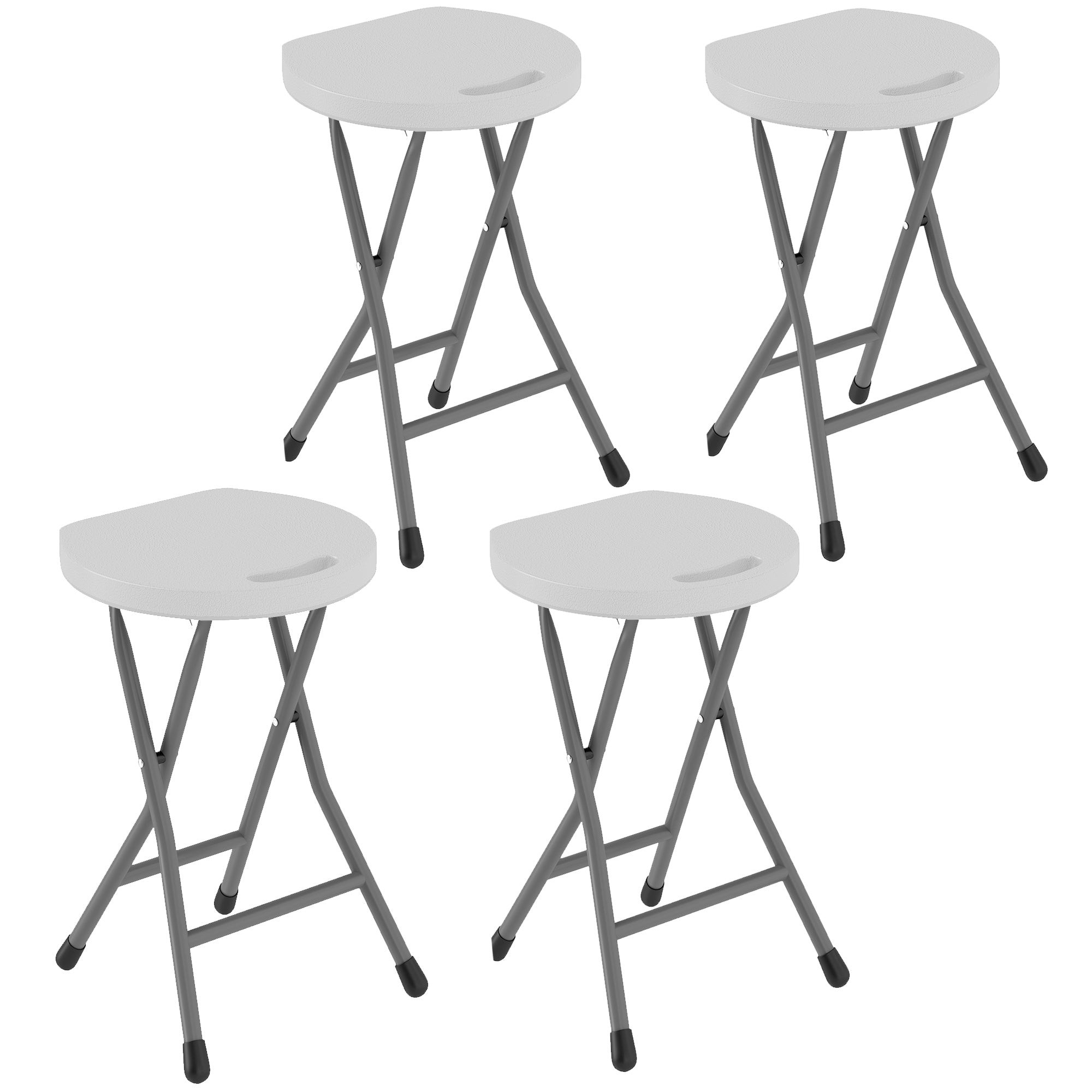 Outsunny Set of Four Folding Carry Stools - White – mhstar.co.uk