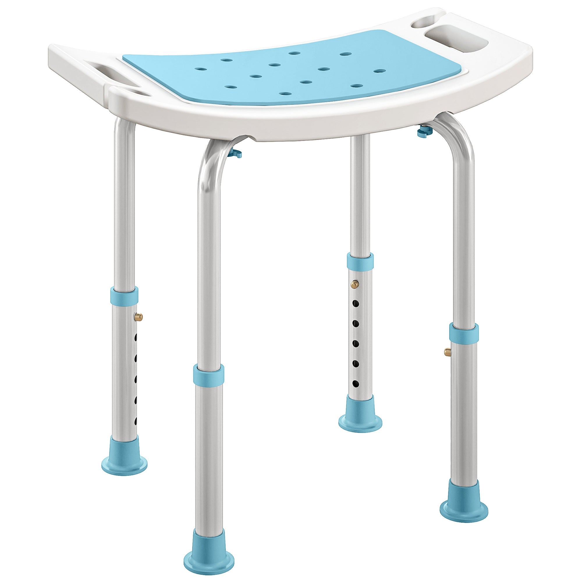 HOMCOM Adjustable Height Shower Chair with Aluminium Frame, Non-Slip F ...