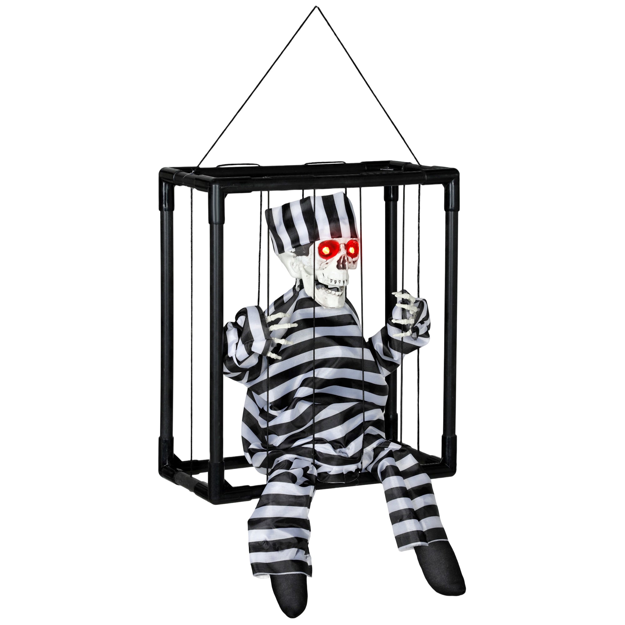 Outsunny Halloween Animated Skeleton Prisoner with LED Eyes, Scary Hal ...