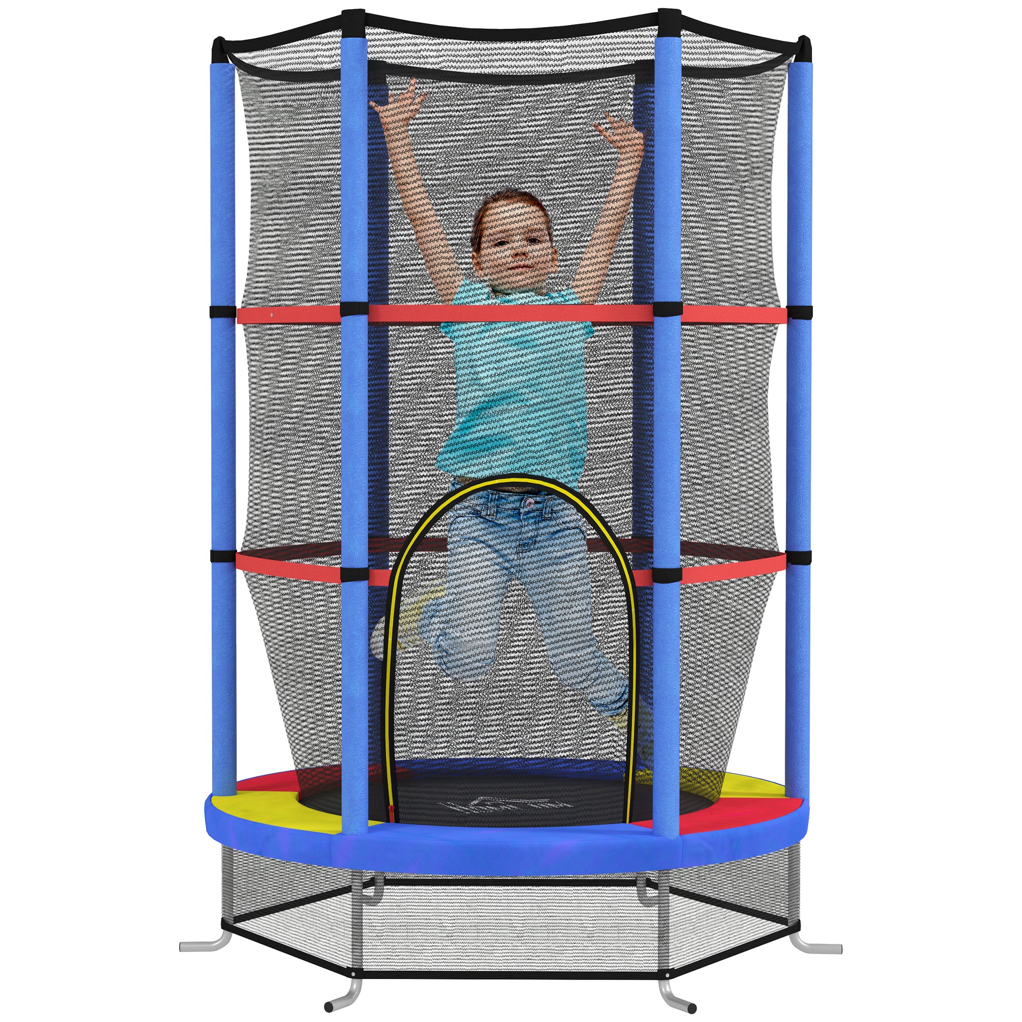 HOMCOM Kids Trampoline, with Enclosure Net, Steel Frame, for Ages 3-6 ...