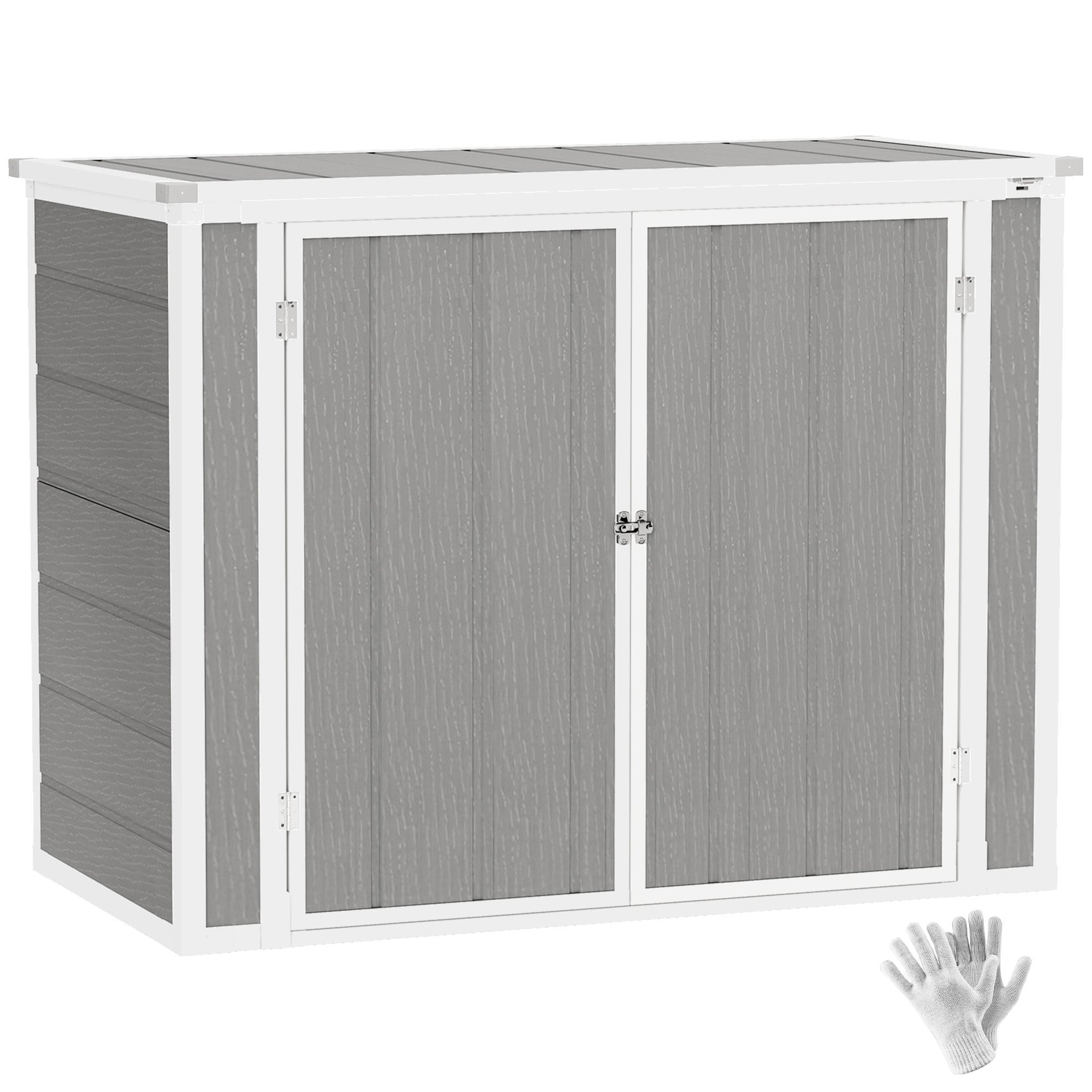 Outsunny 4.7x2.5 FT Garden Shed, Double Bin Storage with Lockable Door ...