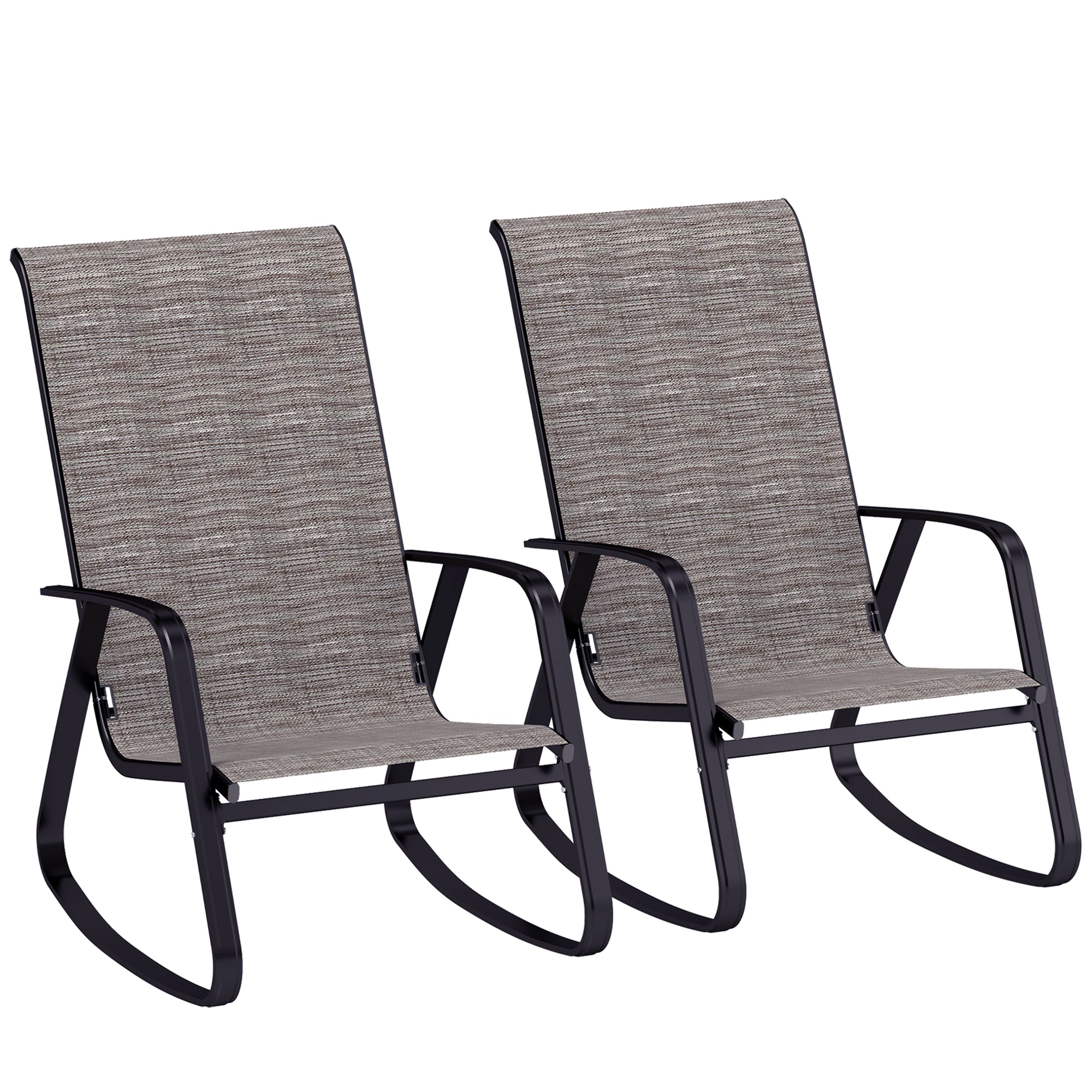 Outsunny Garden Rocking Chairs Set of 2, Ergonomic Outdoor Seats with ...