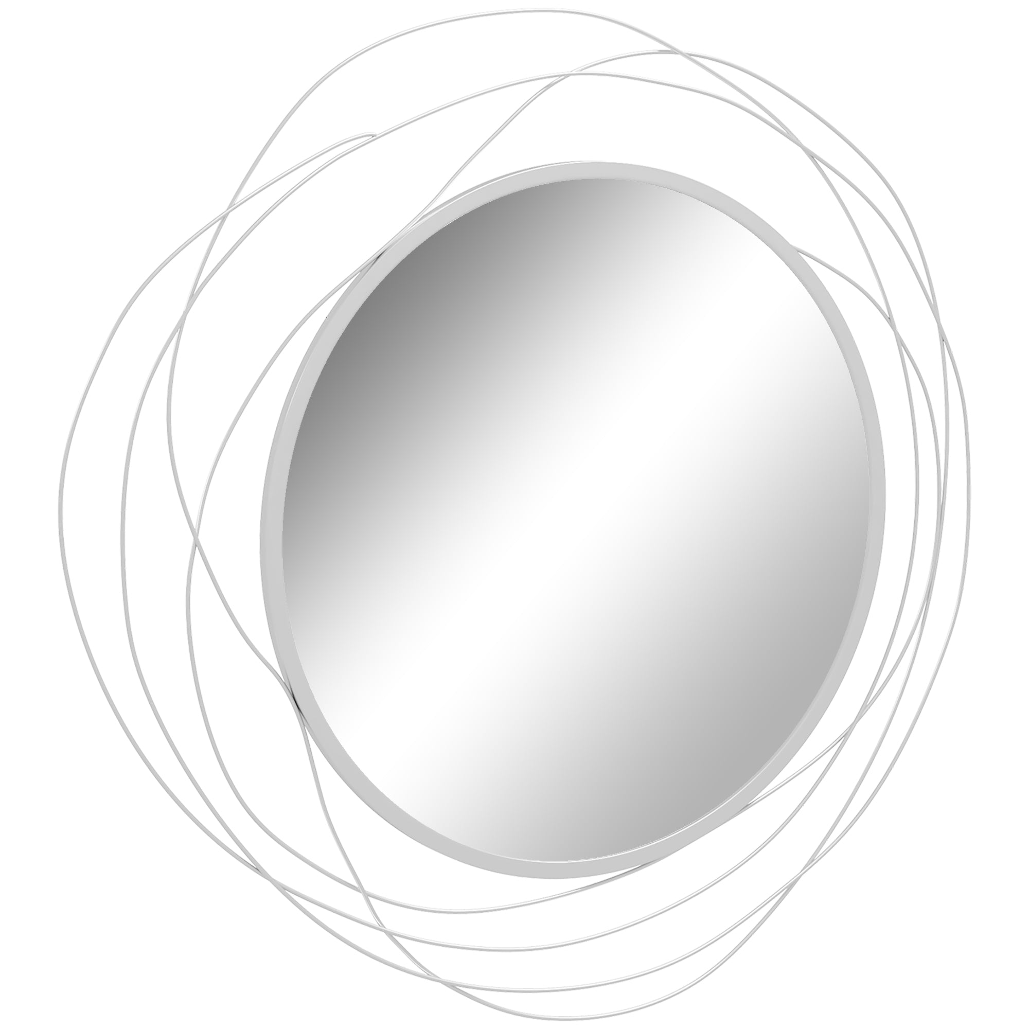 HOMCOM Abstract Metal Wire Wall Mirror, with Accessories - Silver ...