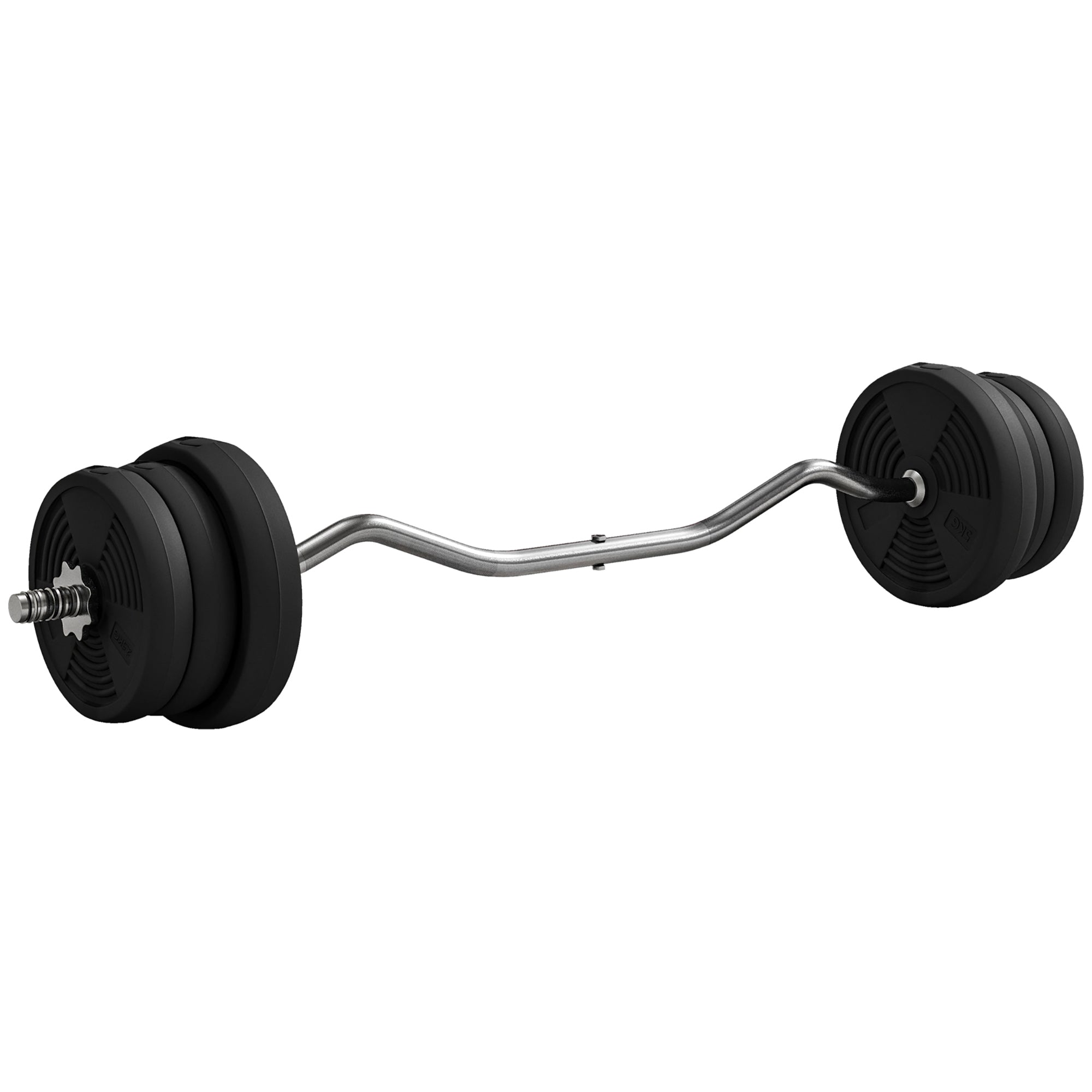 SPORTNOW 25kg Barbell Set, Adjustable Weights with Curl Bar and Non-sl ...