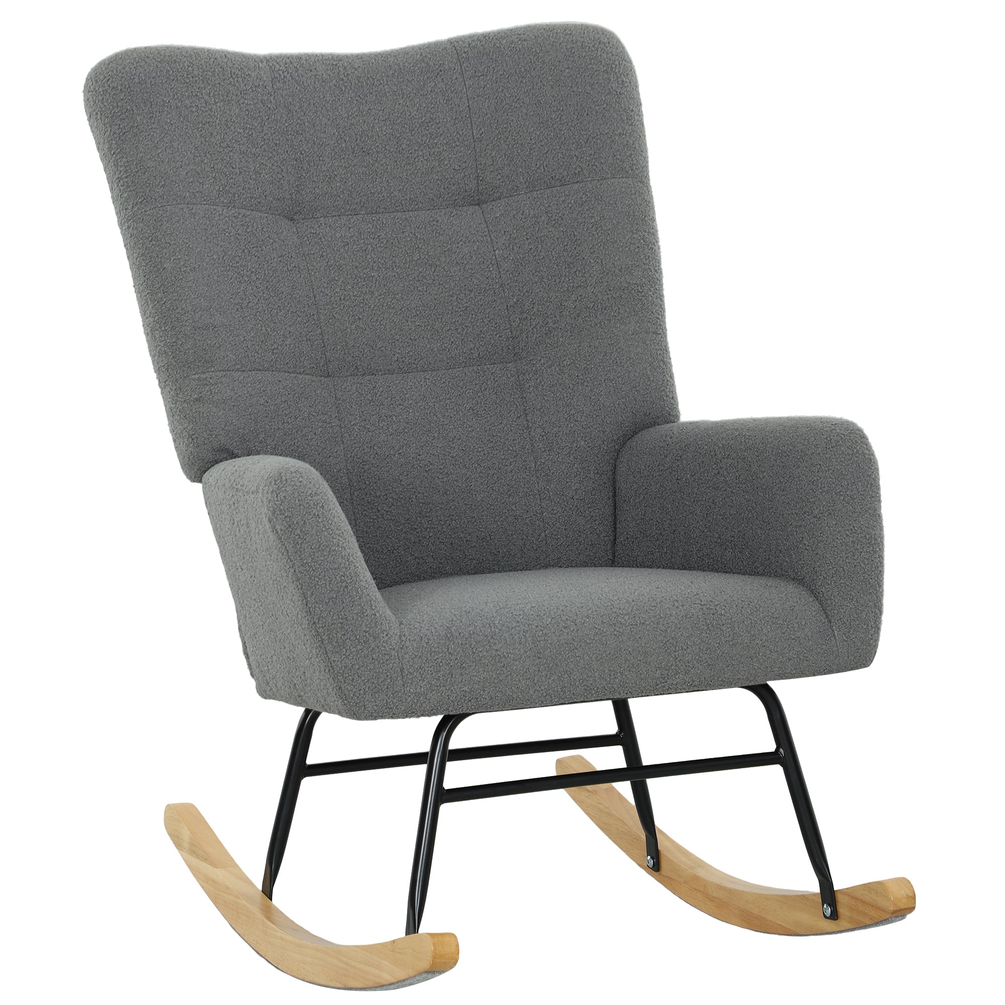 HOMCOM Teddy Fleece Rocking Chair - Grey – mhstar.co.uk