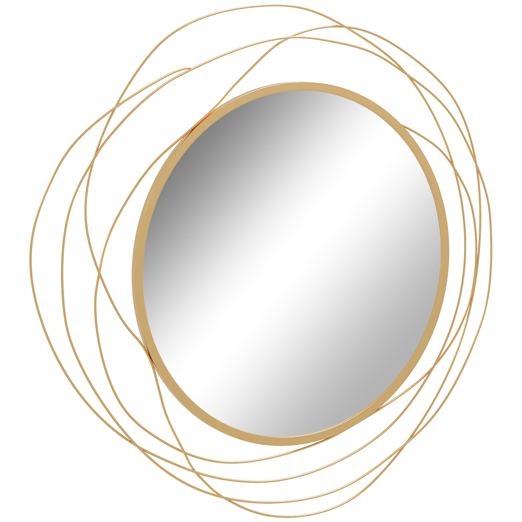 HOMCOM Abstract Metal Wire Wall Mirror, with Accessories - Gold Tone ...