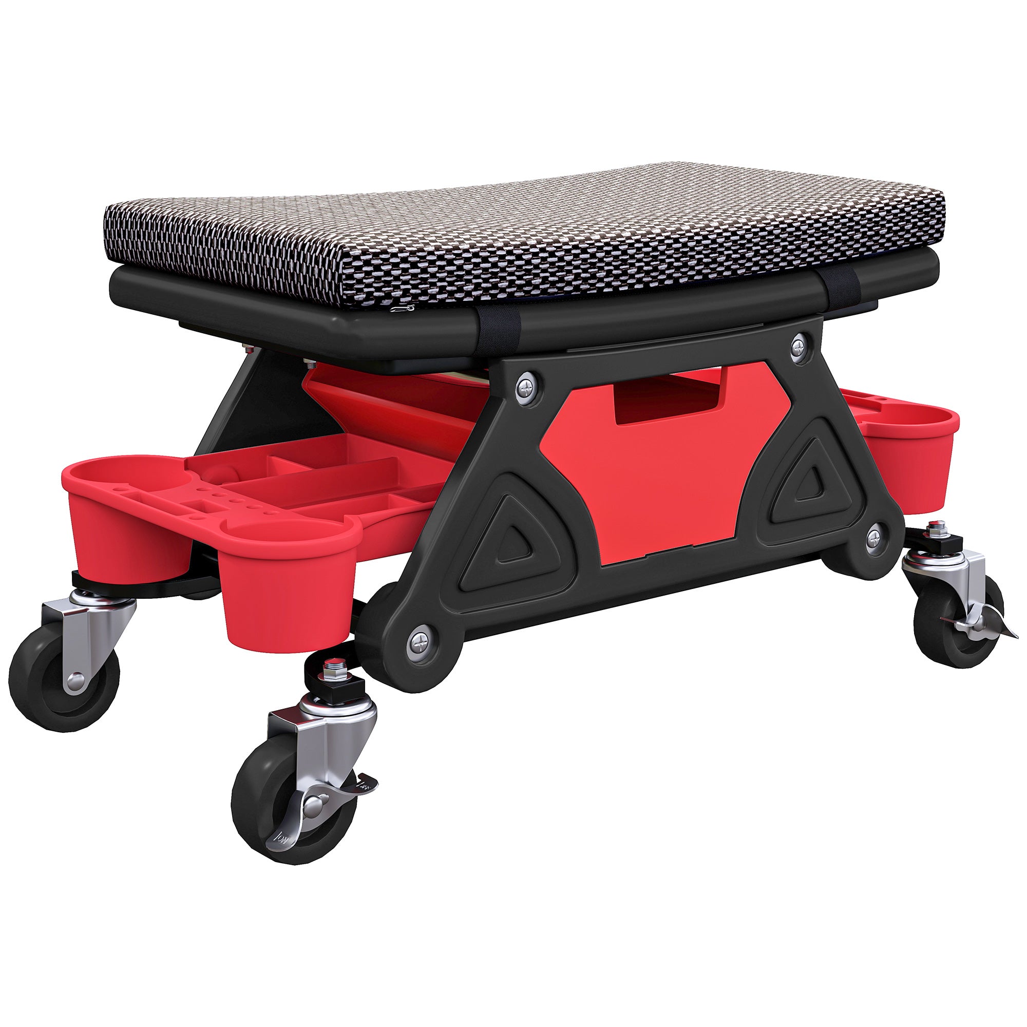 HOMCOM Rolling Mechanic Stool, 135kg Capacity, 360° Swivel, Padded Cre ...
