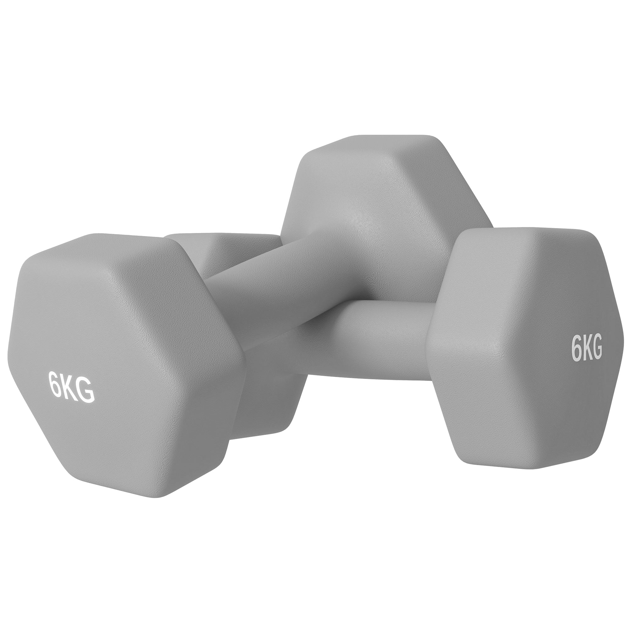 SPORTNOW 2 x 6kg Hexagonal Dumbbells Weights Set with Non-Slip Grip fo ...