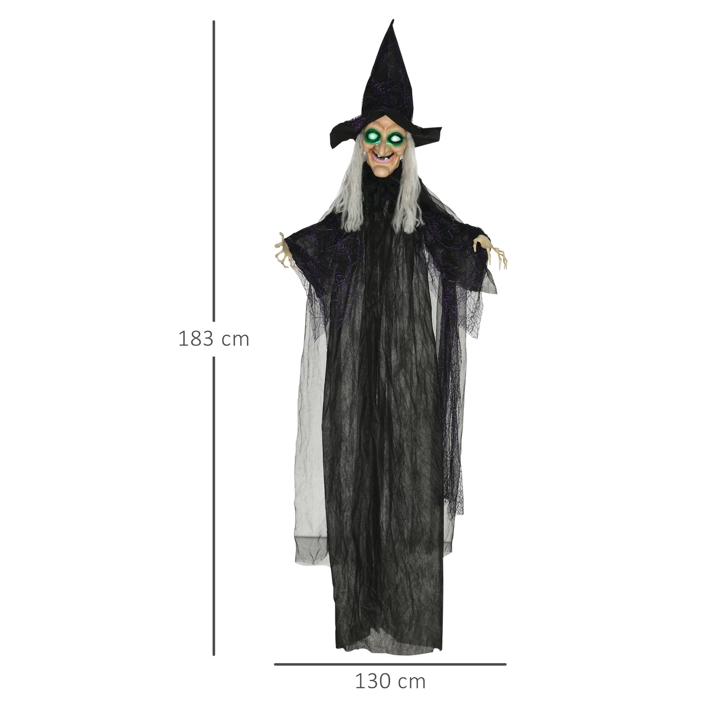 HOMCOM 6ft Outdoor Halloween Witch Prop, Life-Size with Sound & Motion ...